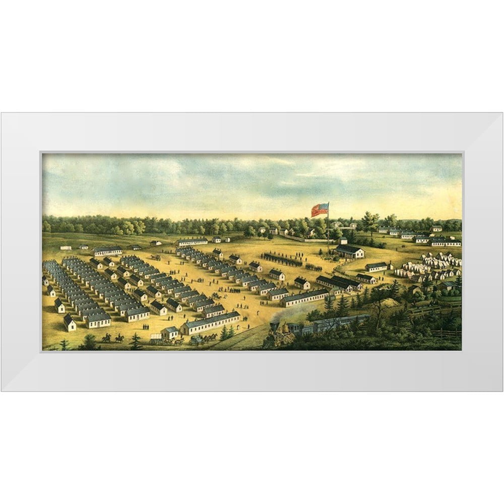 Vintage Maps 32x17 White Modern Wood Framed Museum Art Print Titled ...