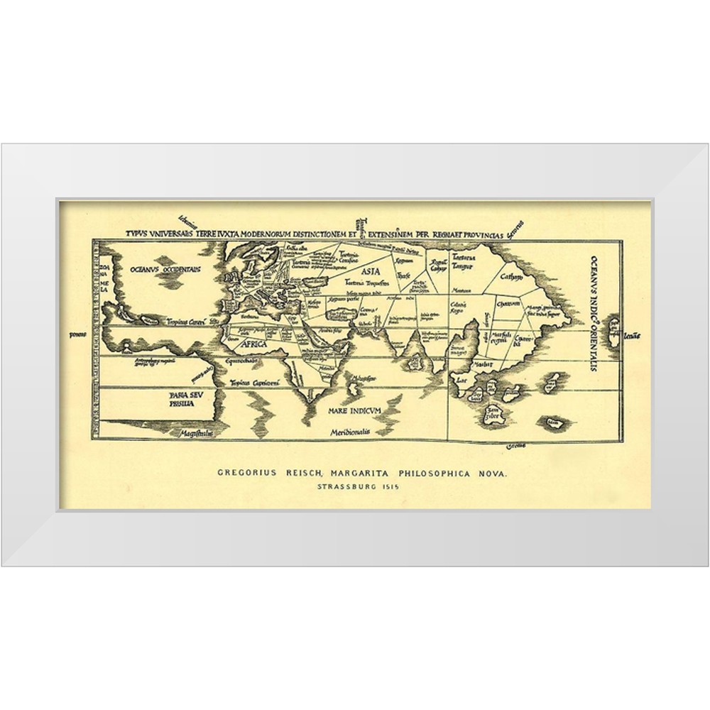 Vintage Maps 32x19 White Modern Wood Framed Museum Art Print Titled ...