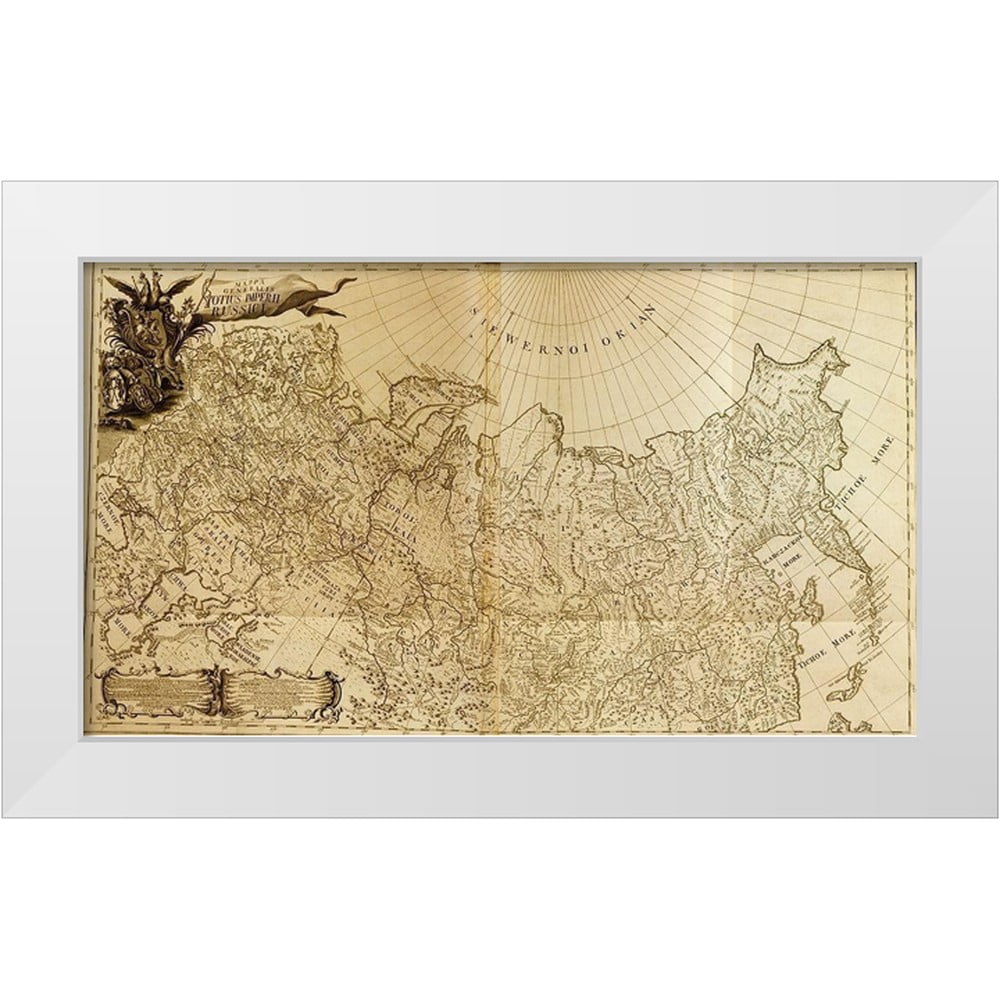 Vintage Maps 32x20 White Modern Wood Framed Museum Art Print Titled ...