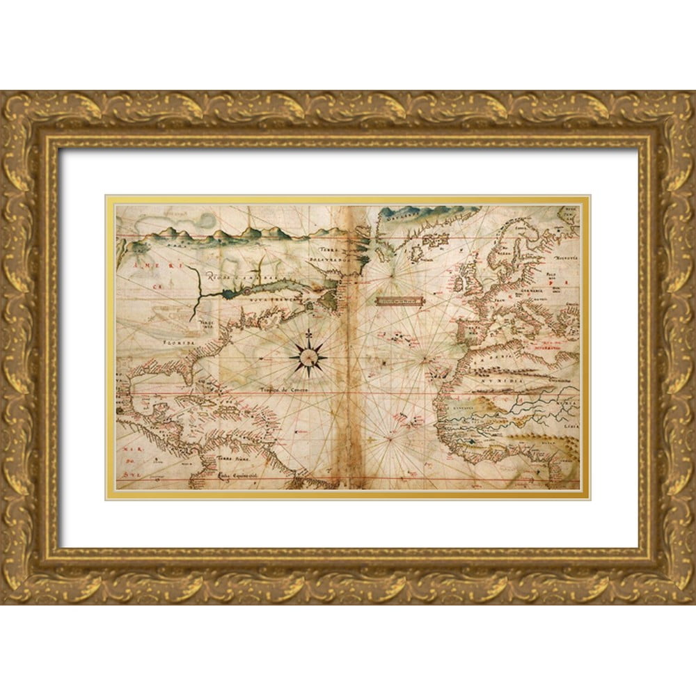 Vintage Maps 32x21 Gold Ornate Wood Framed with Double Matting Museum ...
