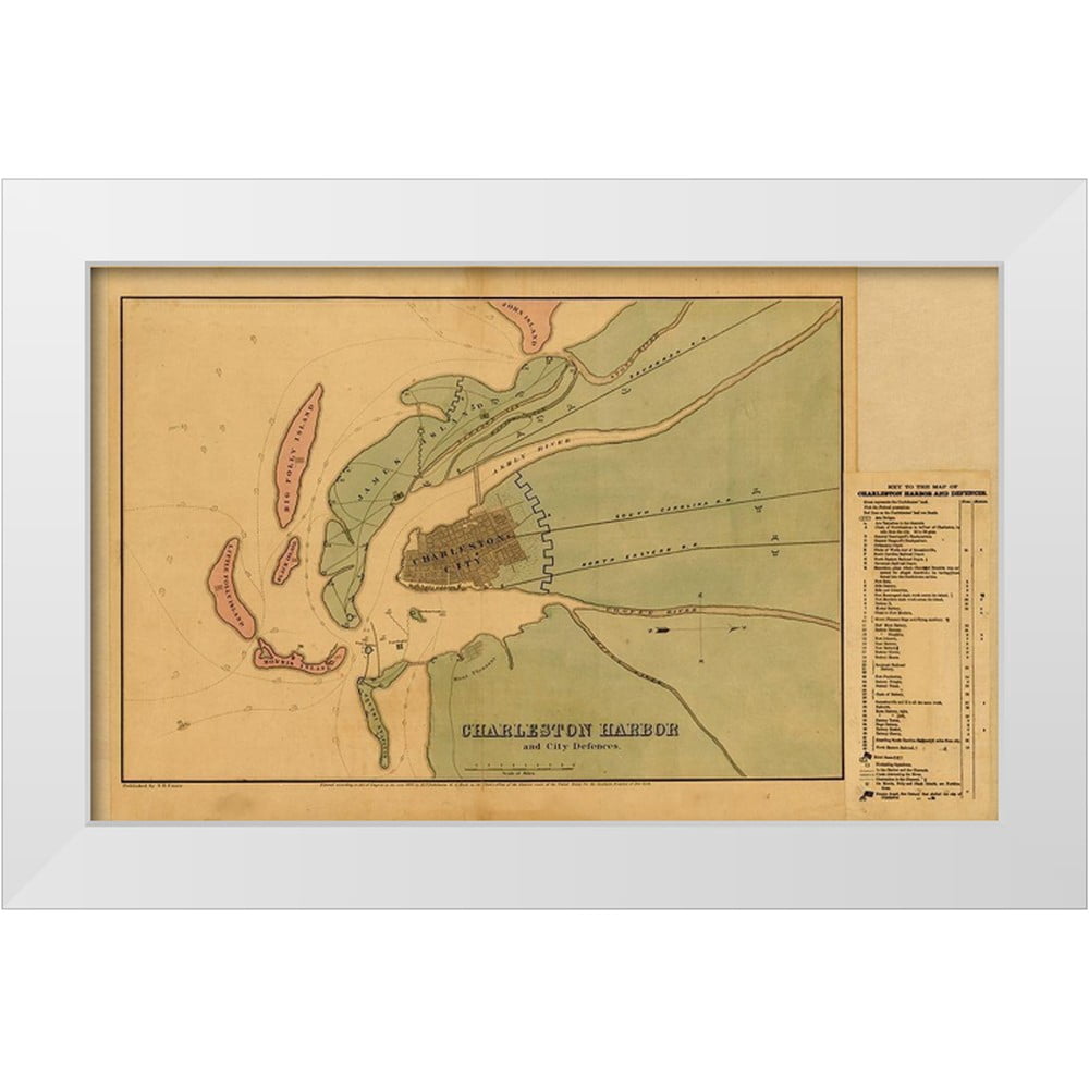 Vintage Maps 32x21 White Modern Wood Framed Museum Art Print Titled ...