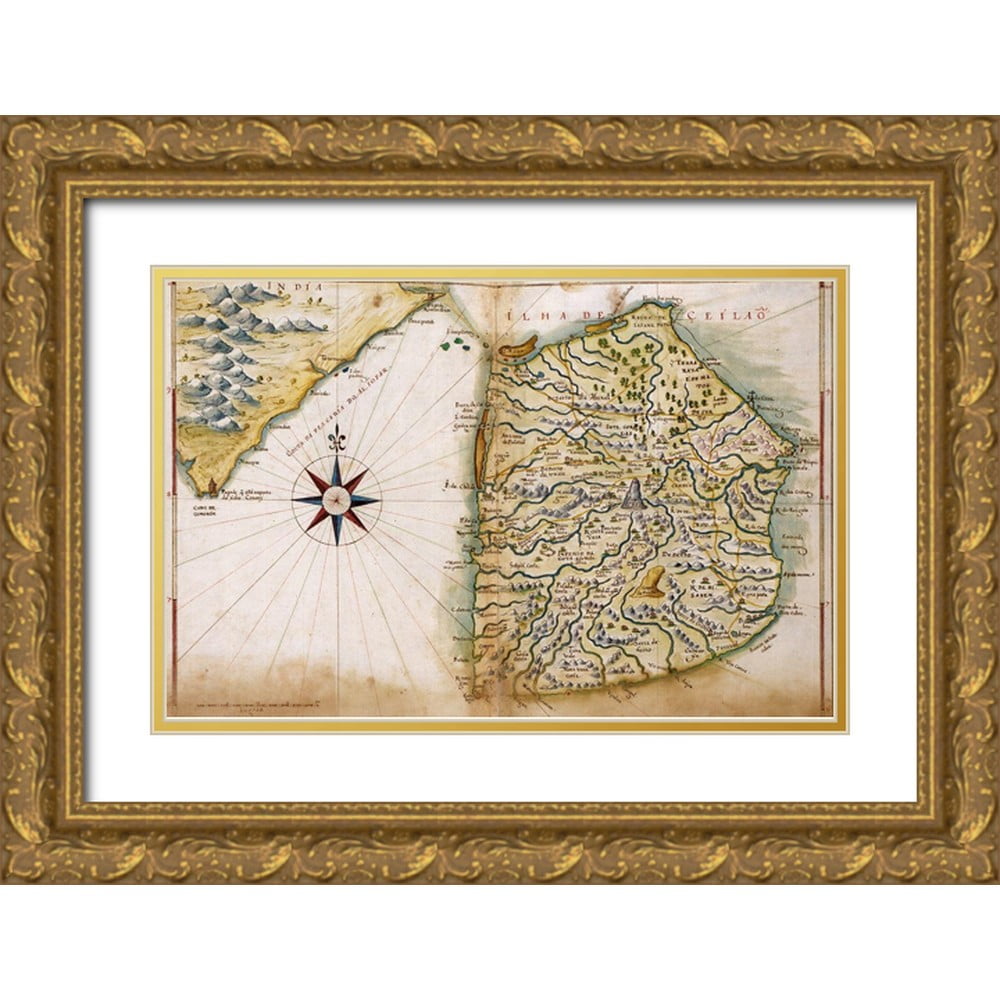 Vintage Maps 32x22 Gold Ornate Wood Framed with Double Matting Museum ...