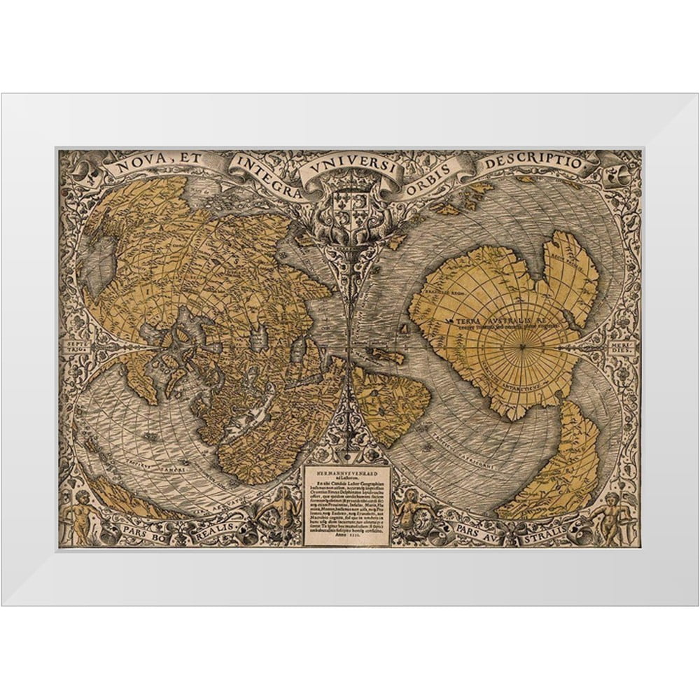 Vintage Maps 32x23 White Modern Wood Framed Museum Art Print Titled ...