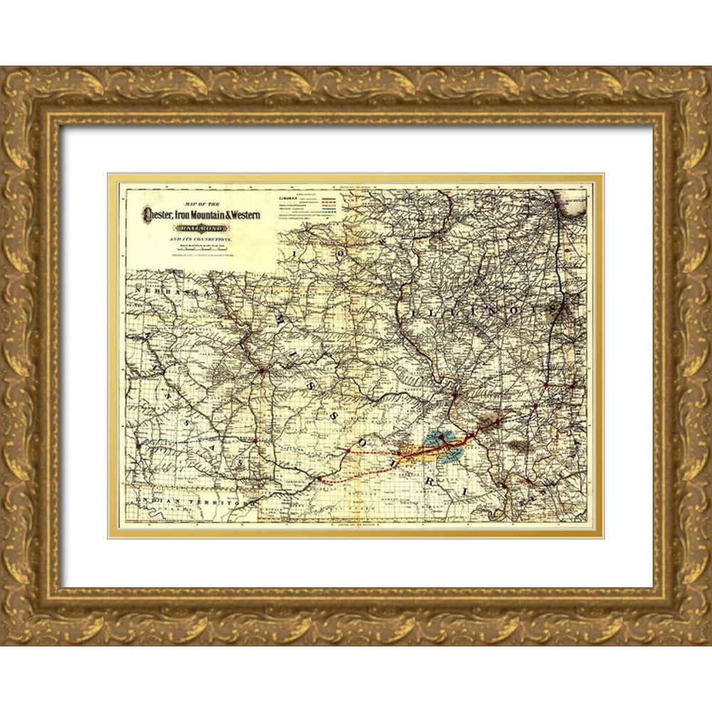 Vintage Maps 32x24 Gold Ornate Wood Framed with Double Matting Museum ...