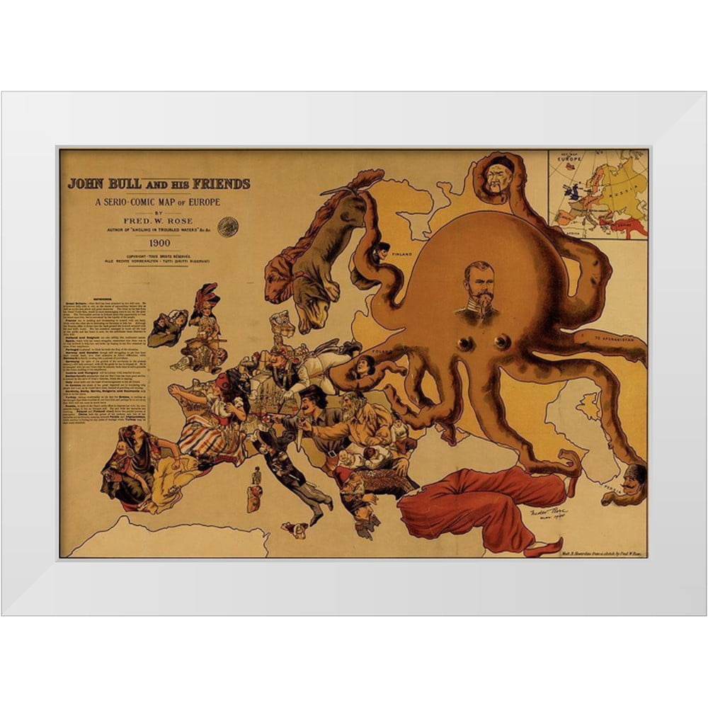 Vintage Maps 32x24 White Modern Wood Framed Museum Art Print Titled ...