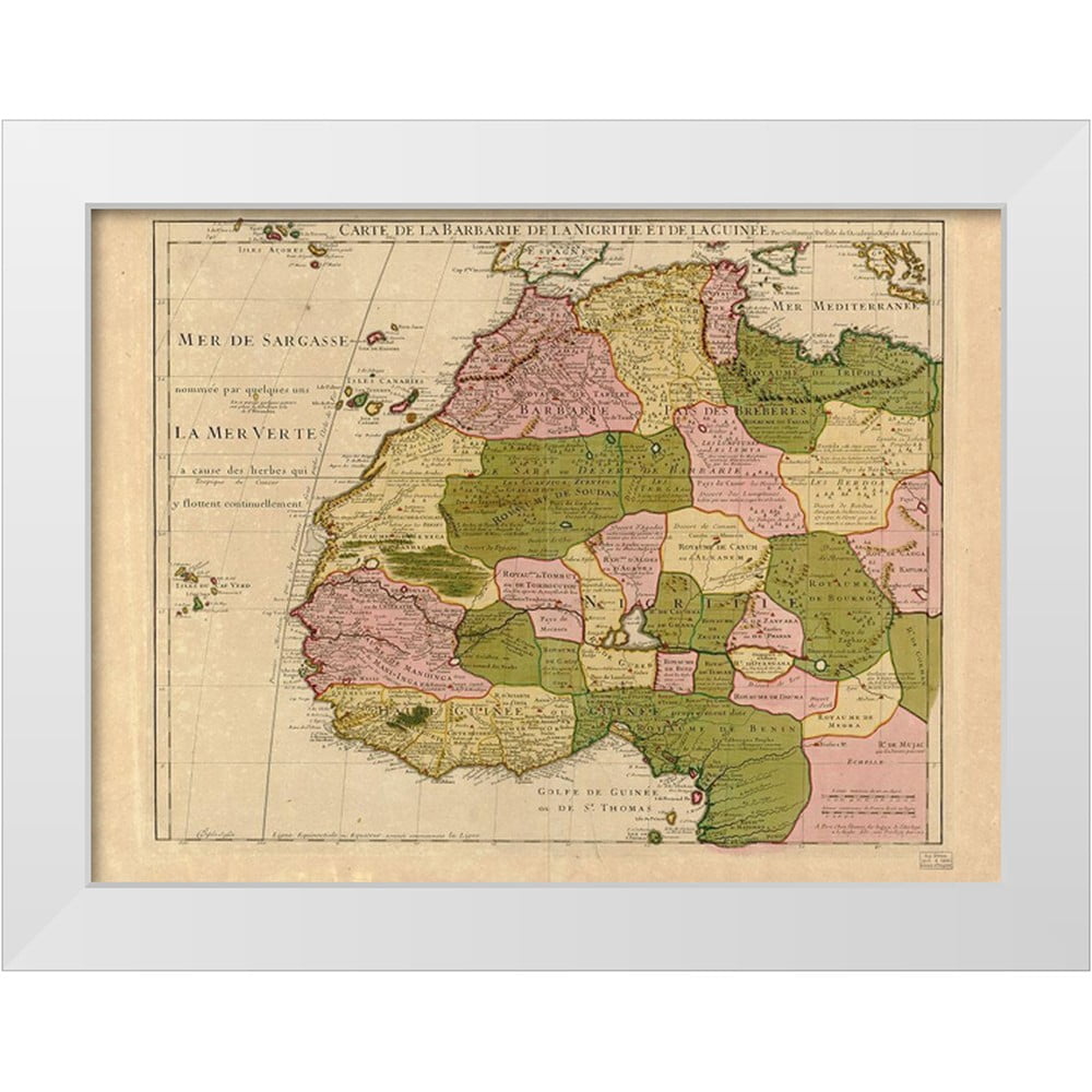Vintage Maps 32x25 White Modern Wood Framed Museum Art Print Titled ...