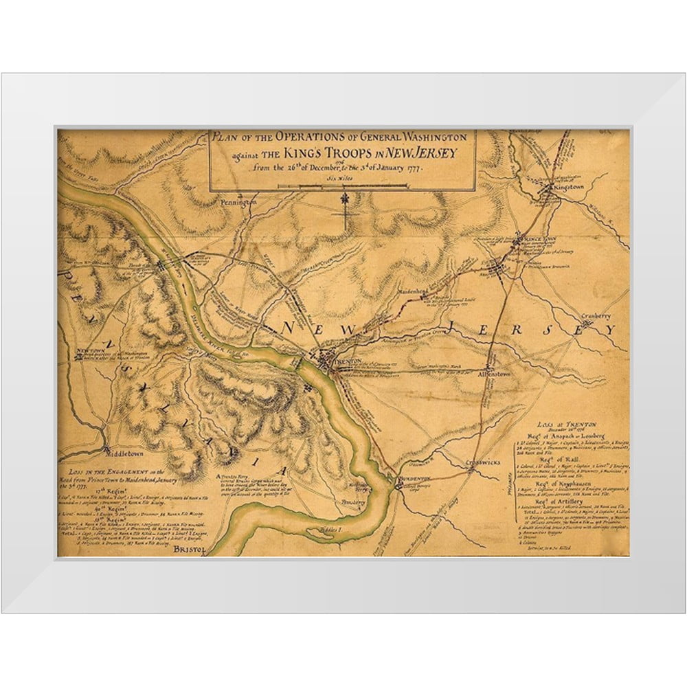 Vintage Maps 32x25 White Modern Wood Framed Museum Art Print Titled ...