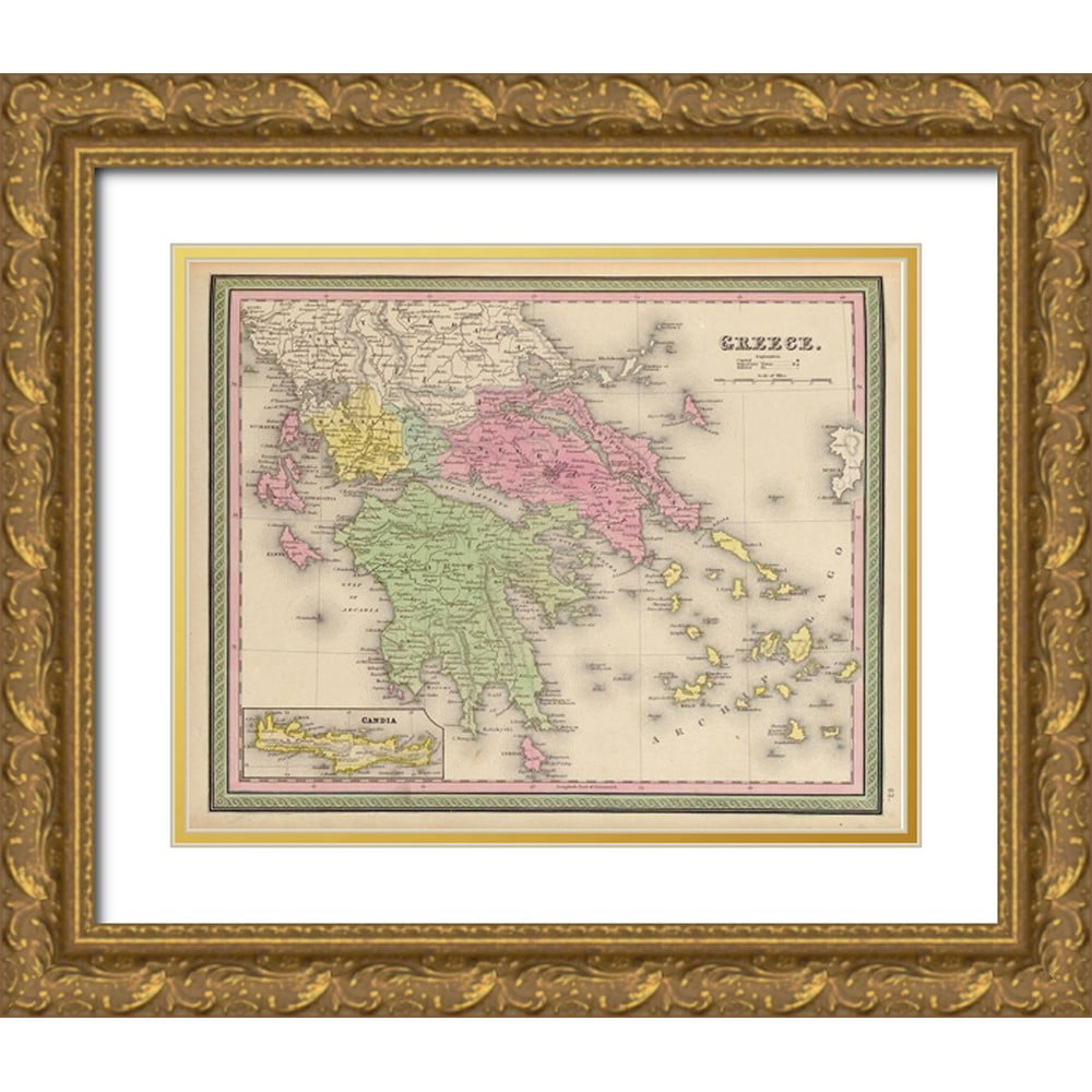 Vintage Maps 32x26 Gold Ornate Wood Framed with Double Matting Museum ...