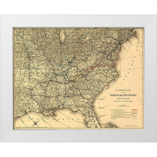 Vintage Maps 32x26 White Modern Wood Framed Museum Art Print Titled ...
