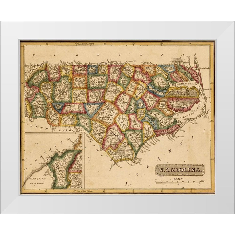 Vintage Maps 32x26 White Modern Wood Framed Museum Art Print Titled ...