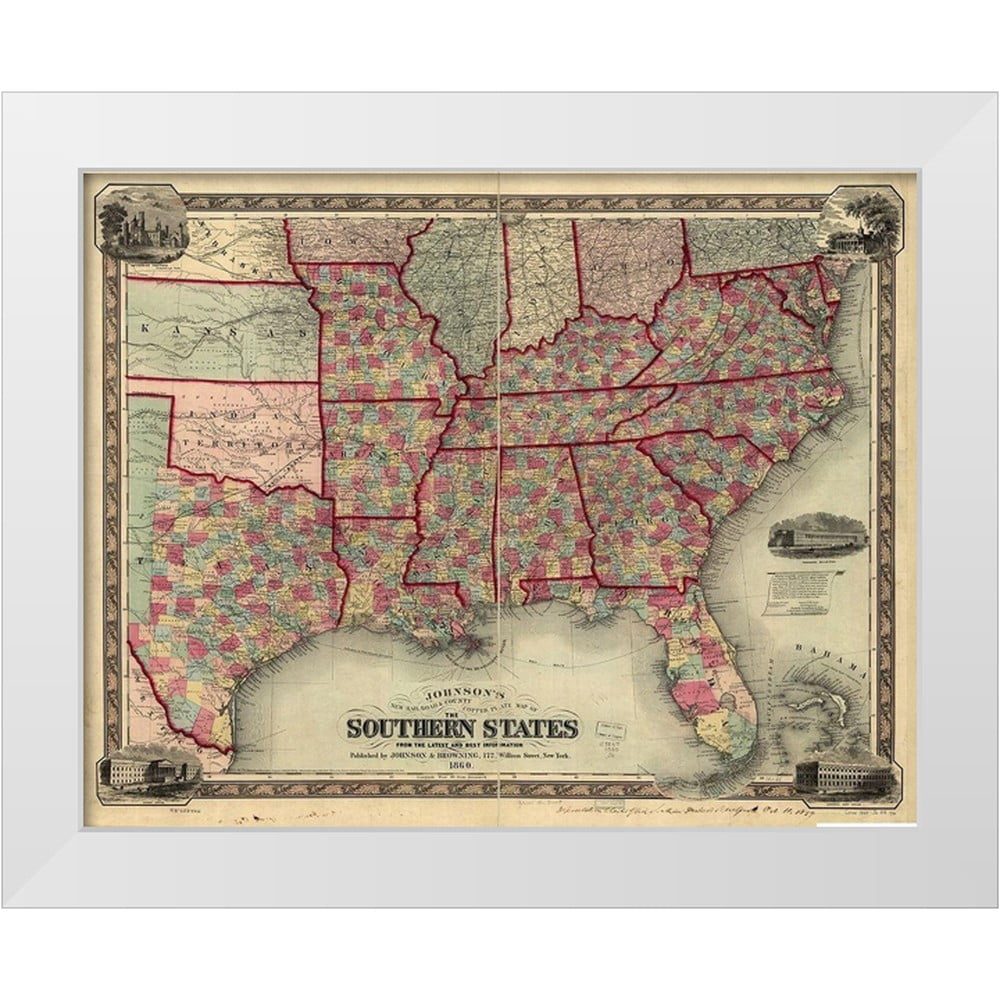 Vintage Maps 32x26 White Modern Wood Framed Museum Art Print Titled ...