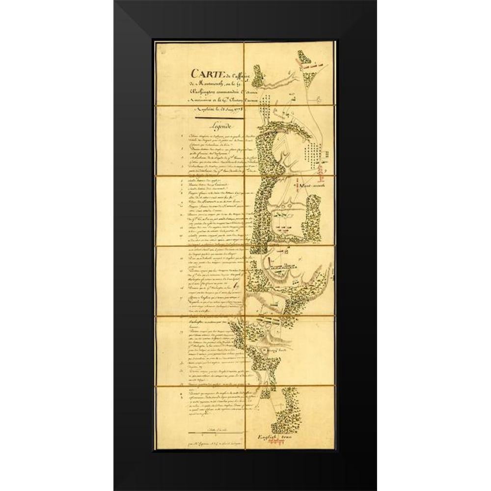 Vintage Maps 8x14 Black Modern Framed Museum Art Print Titled - Battle ...