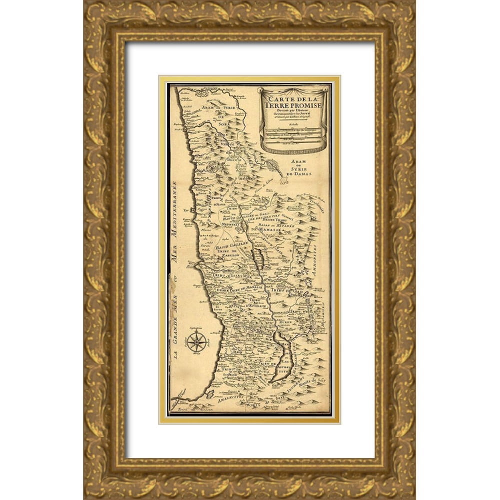 Vintage Maps 9x14 Gold Ornate Wood Framed with Double Matting Museum ...