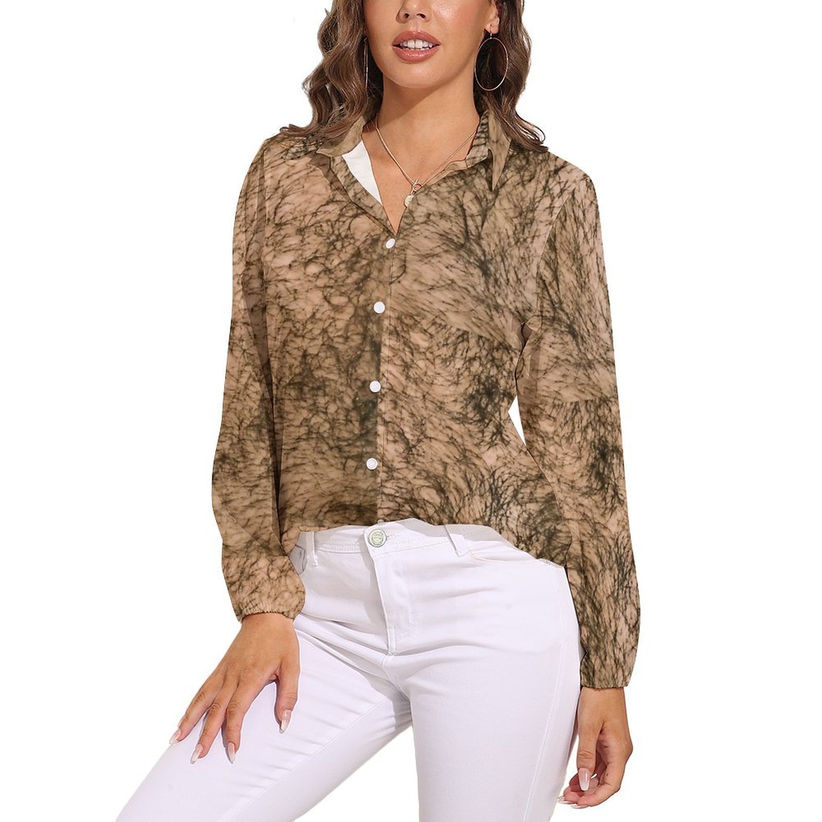Vintage Marble Texture Vntage Casual Long Sleeve Shirt Blouse Woman ...