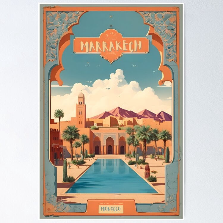 Vintage Marrakech Poster: Explore Moroccan Elegance Poster NO FRAMED ...