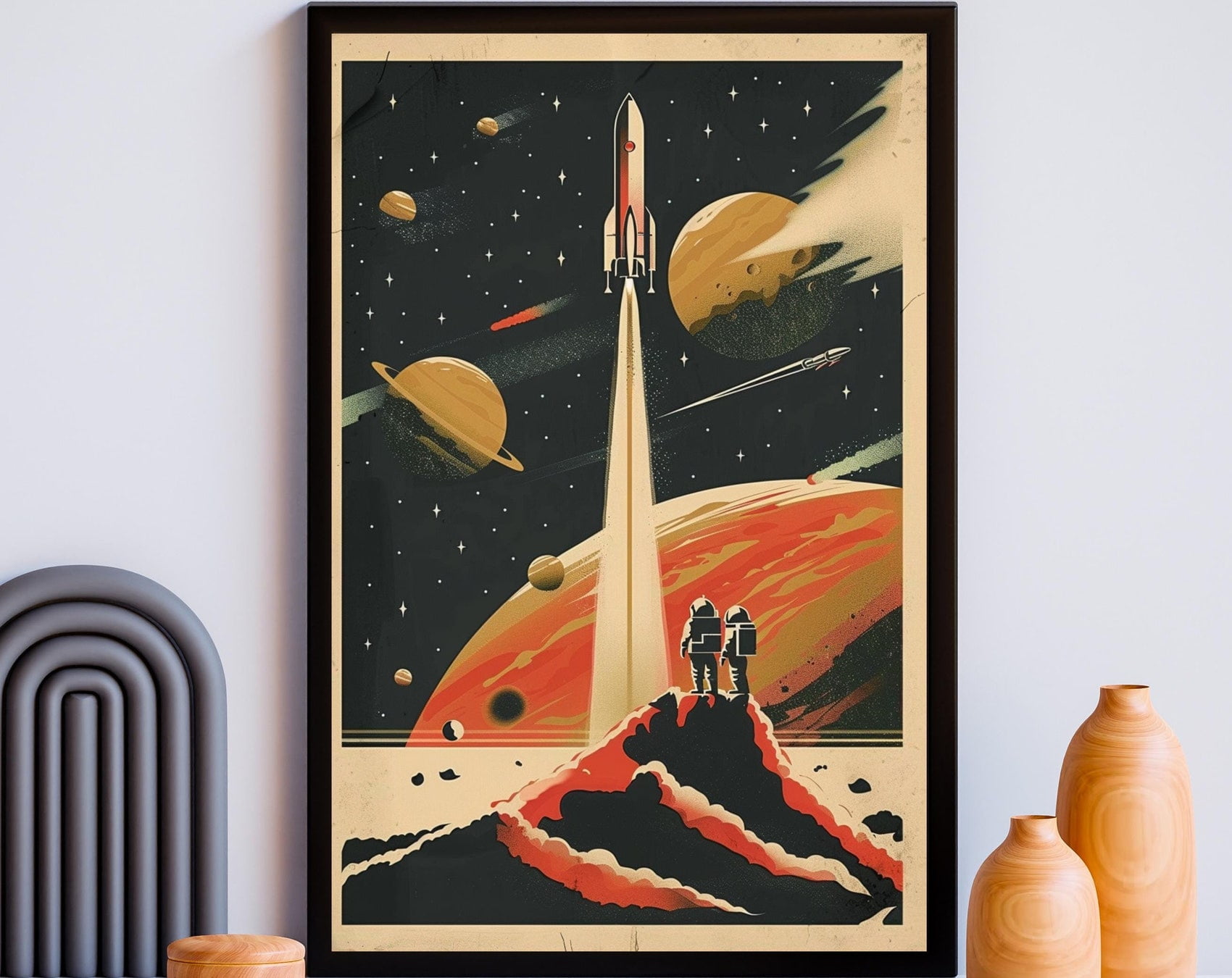 Vintage Mars Space Travel Poster Astronaut Wall Art 1960s Atomic Age ...