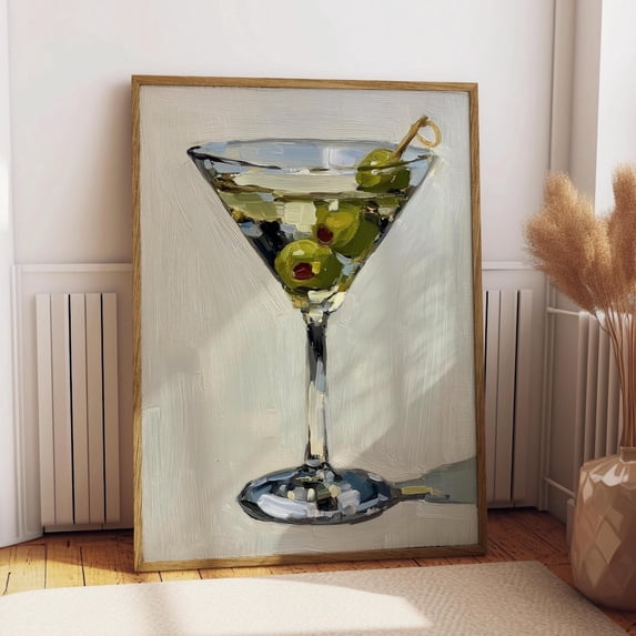 Vintage Martini Glass Print, Classic Cocktail Wall Art, Minimalist Bar ...