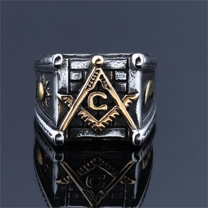 Vintage Masonic Letter Ring Classic Moon and Sun Stamp 14K White Gold ...