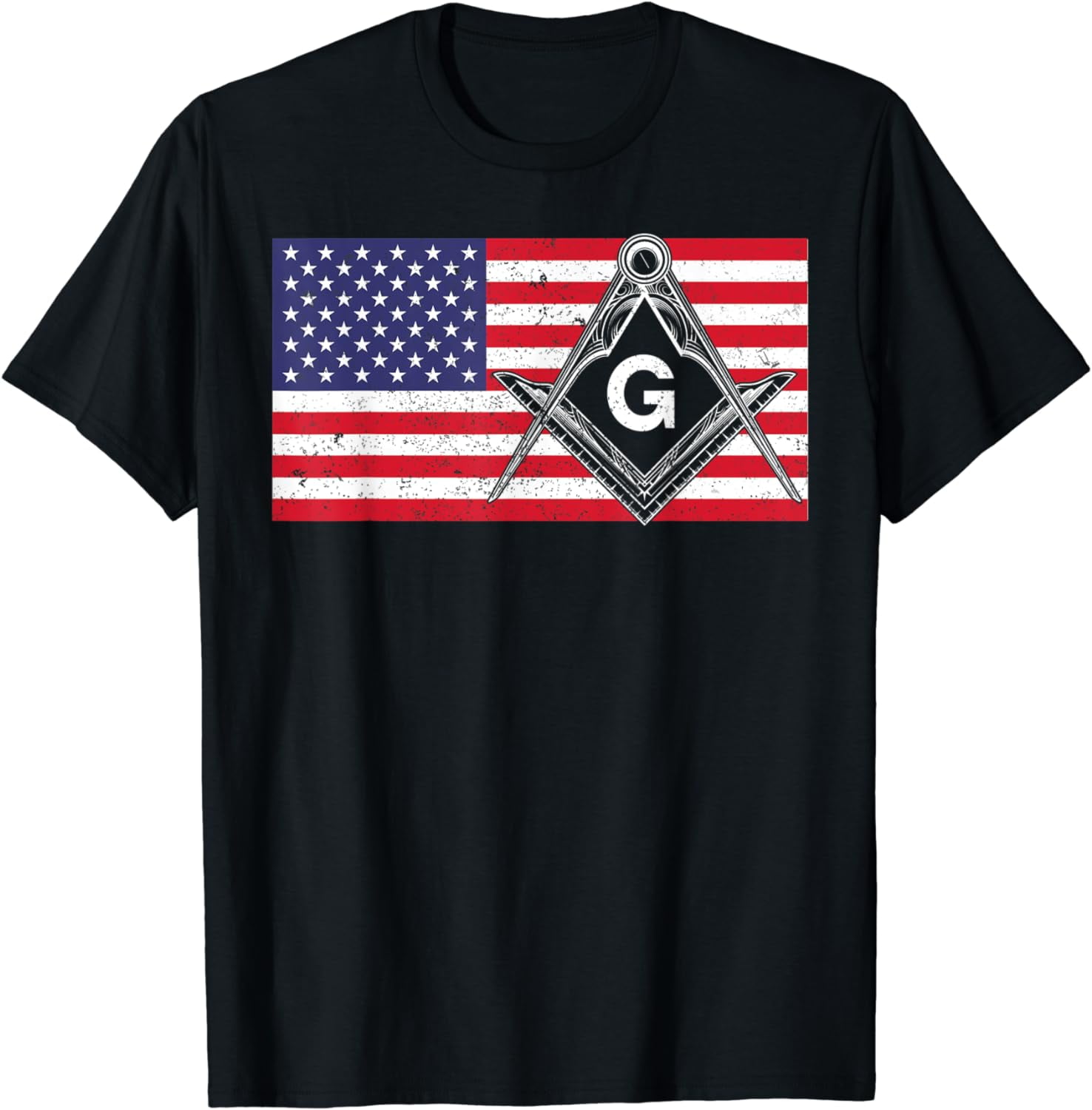 Vintage Masonic Shriner US Mason Flag Square and Compass T-Shirt ...