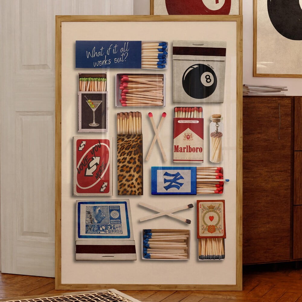 Vintage Matchbox Collage, Trendy Wall Art With Retro Aesthetic, Martini ...