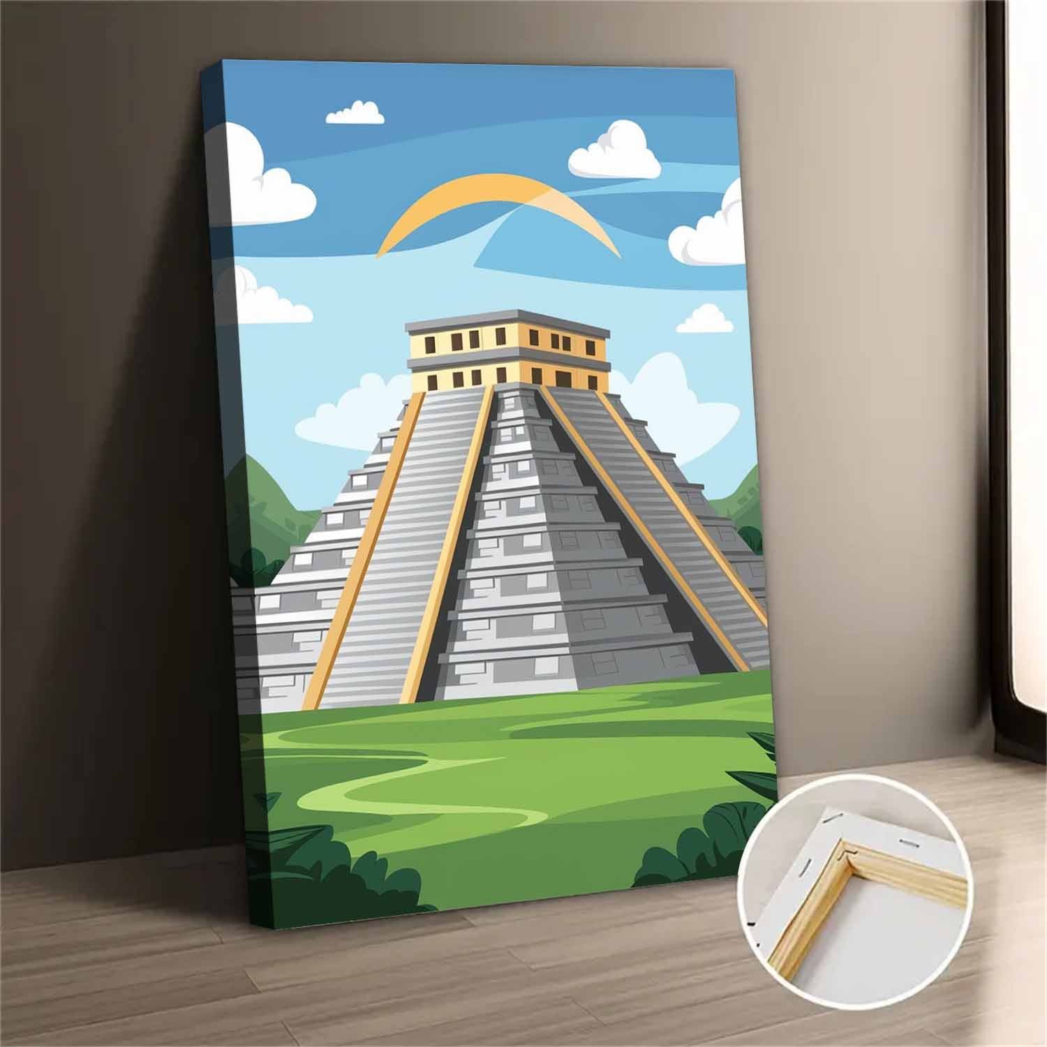 Vintage Mayan Pyramid Canvas Wall Art Print For Living Room Bedroom ...