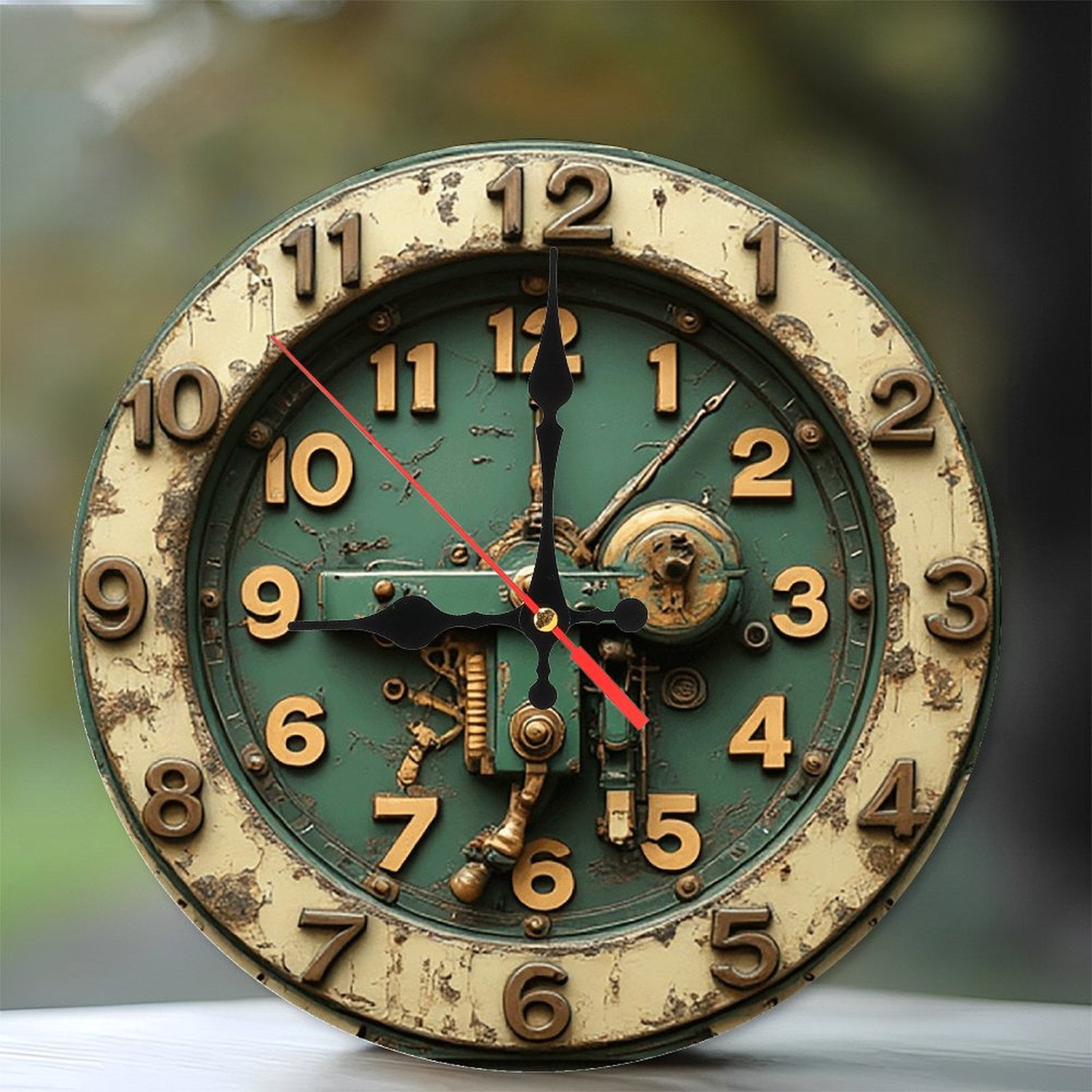 Vintage Mechanical Gear Wall Clock Rustic Home Decor 10-Inch Silent ...