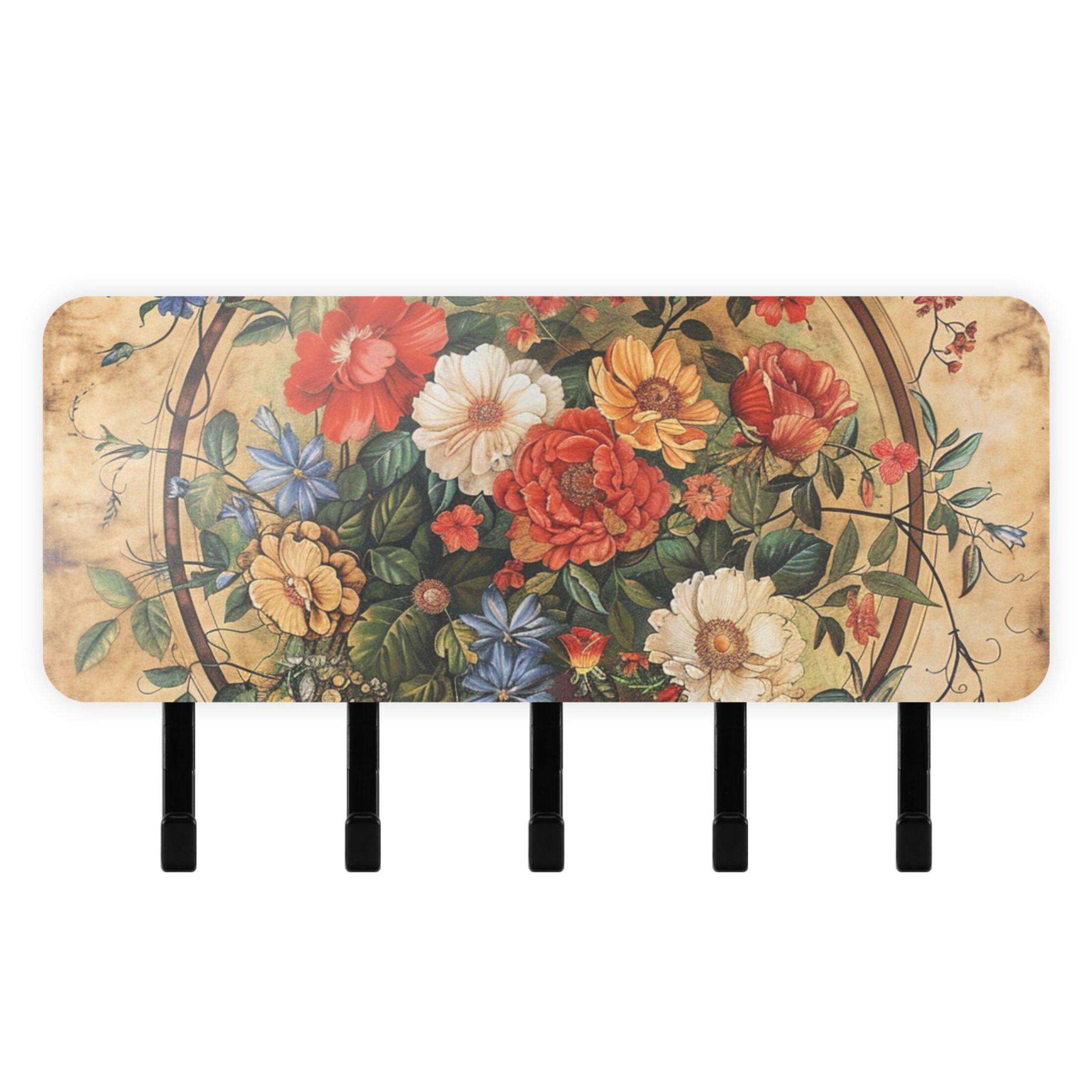 Vintage Medallion Floral Key Holder for Wall Mail Holder Organizer with ...