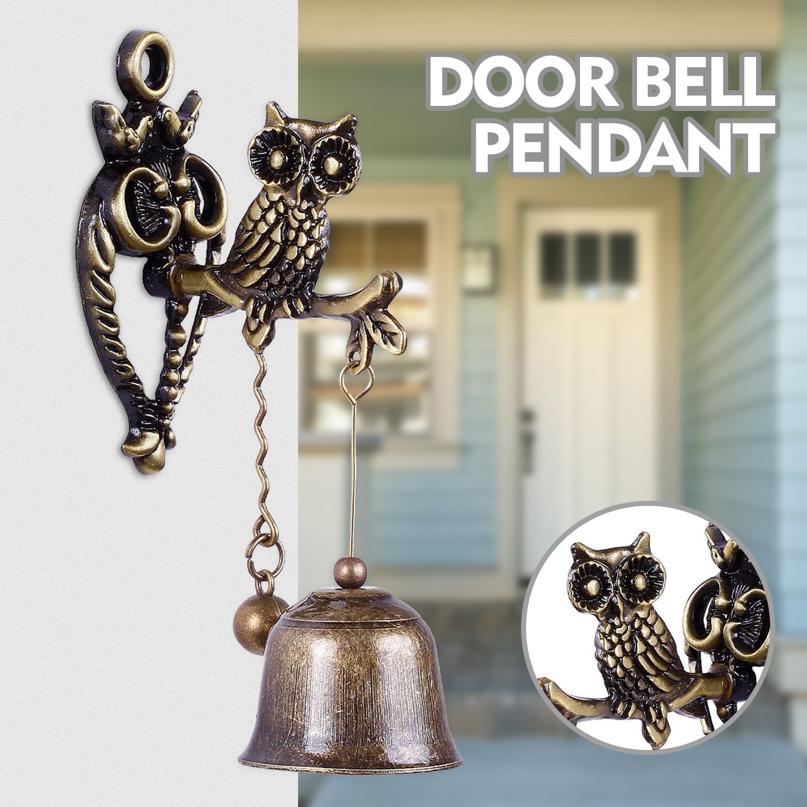 Vintage Medie-val Faux Bro-nze Doorbell, Wall Mounted Rustic Door Bell ...