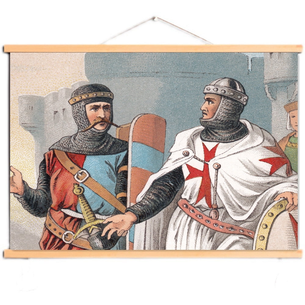 Vintage Medieval Crusader Warrior Posters and Prints Solid Wall Hanging ...