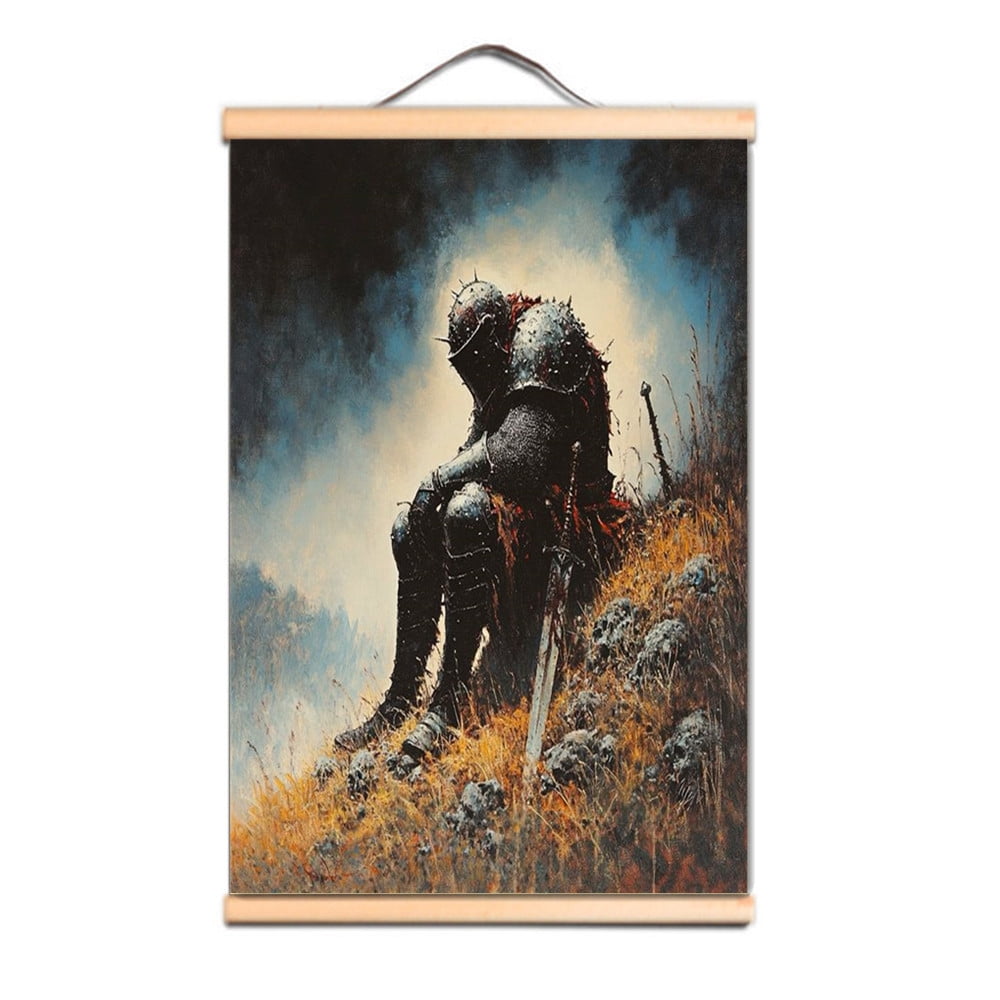 Vintage Medieval Crusader Warrior Solid Wall Hanging Banner - Wood ...