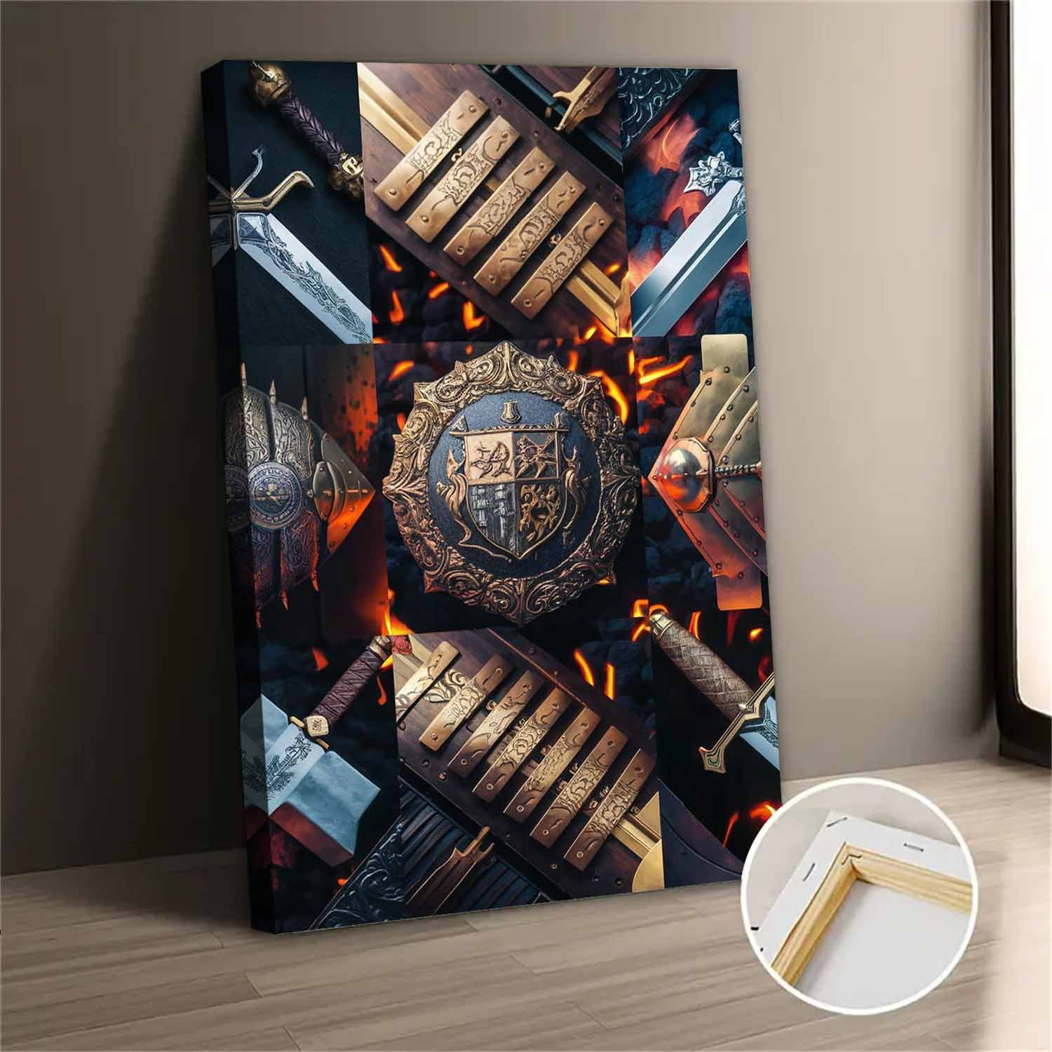 Vintage Medieval Swords And Shields Canvas Wall Art - Walmart.com