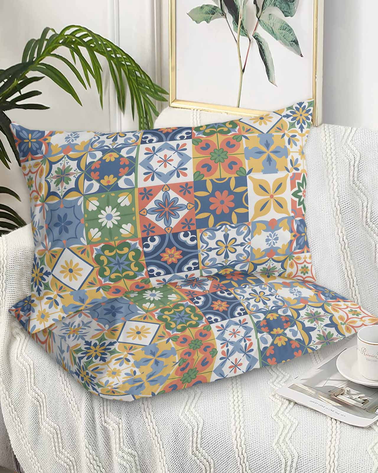 Vintage Mediterranean Queen Pillow Cases Set of 2 - Microfiber Bed ...