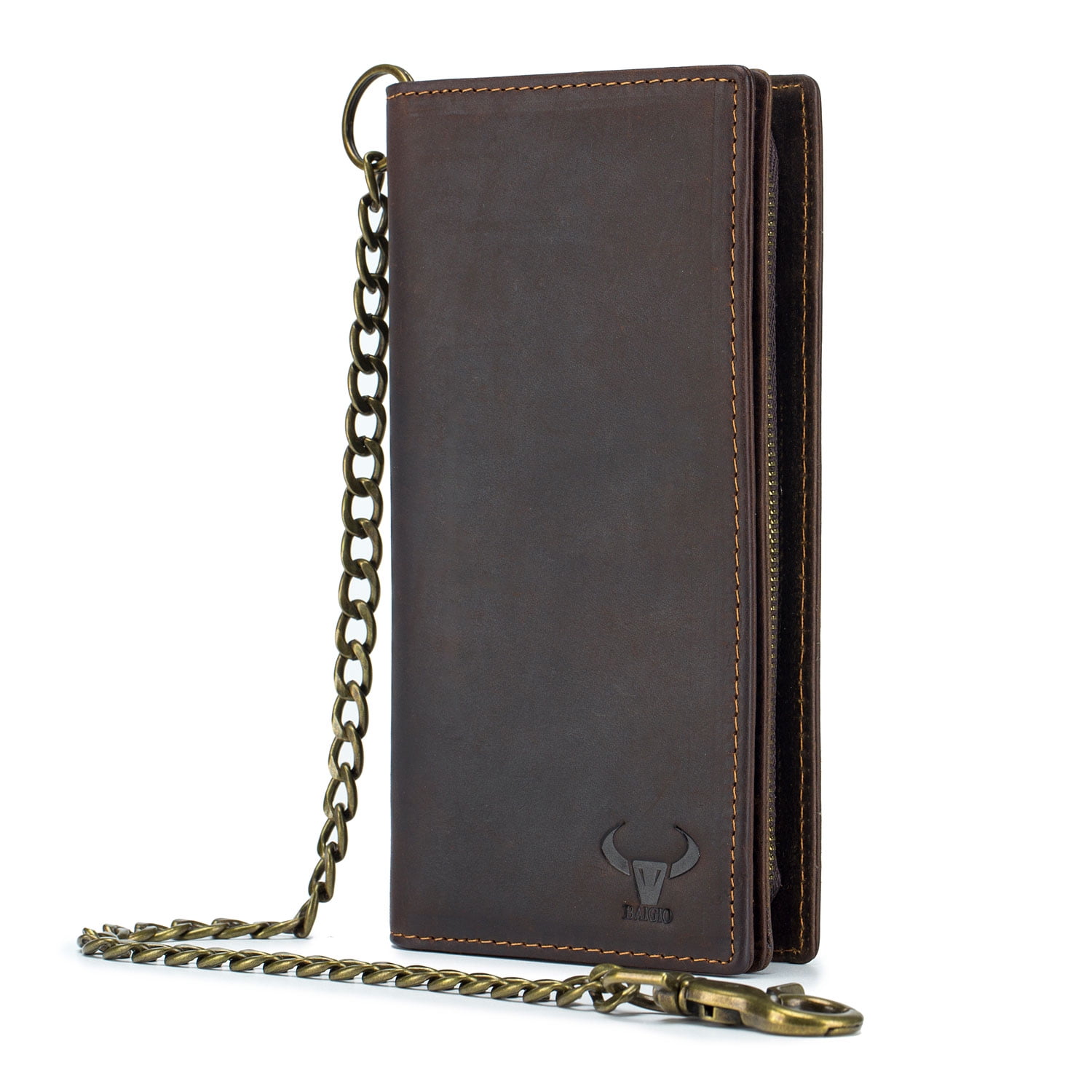 Vintage Men Chain Wallet Real Genuine Leather RFID Biker Trucker ...
