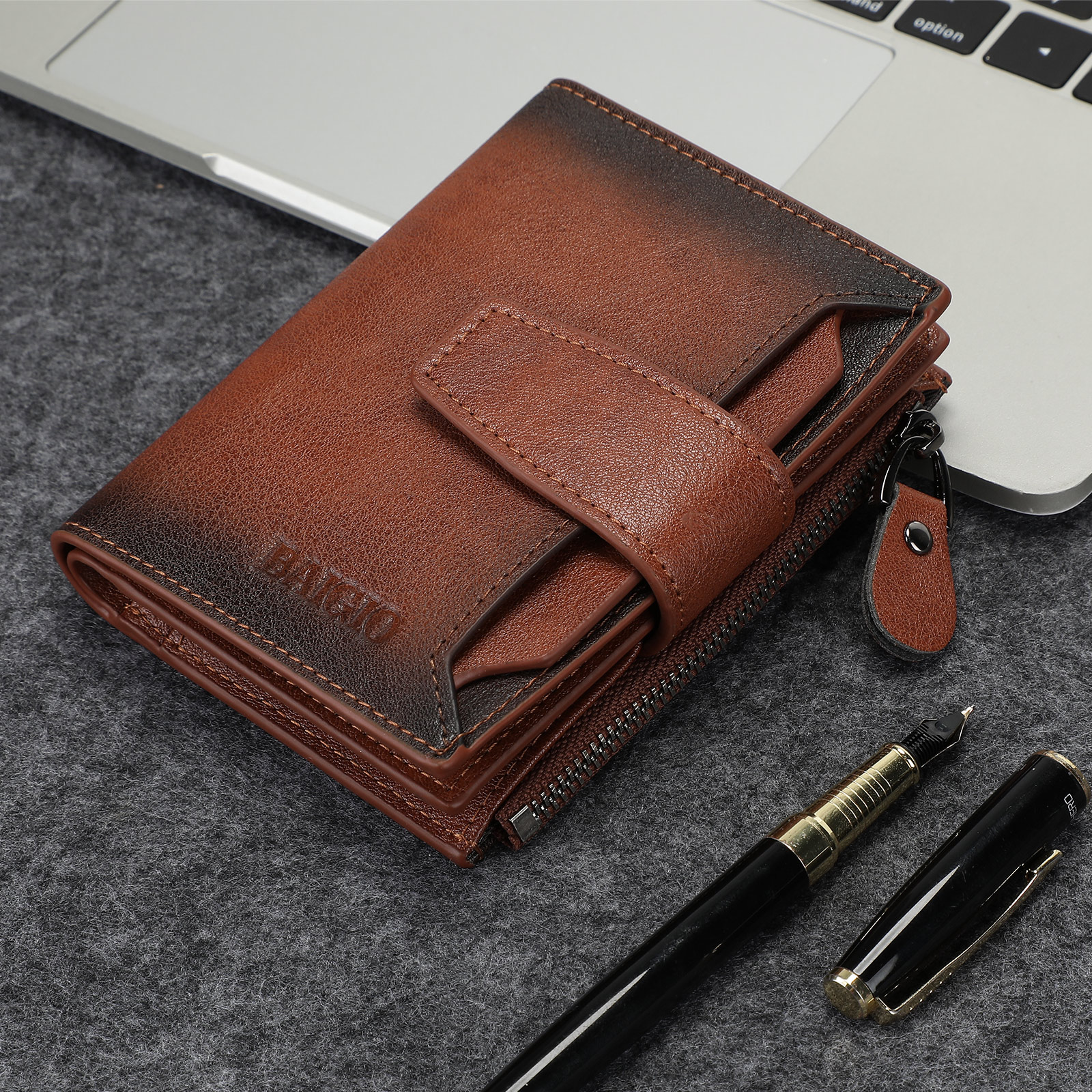 Vintage Men Wallet Genuine Leather RFID Blocking Bifold Trifold with ...