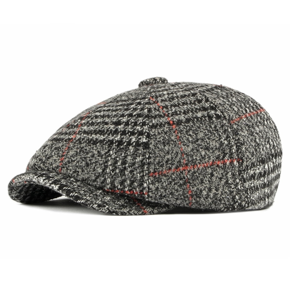 Vintage Men Wool Blend Newsboy Cap Baker Boy Cabbie Gatsby Plaid Beret ...