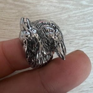 Vintage Mens Alloy Electroplated Two Crow Rings, Animal Zodiac Style ...