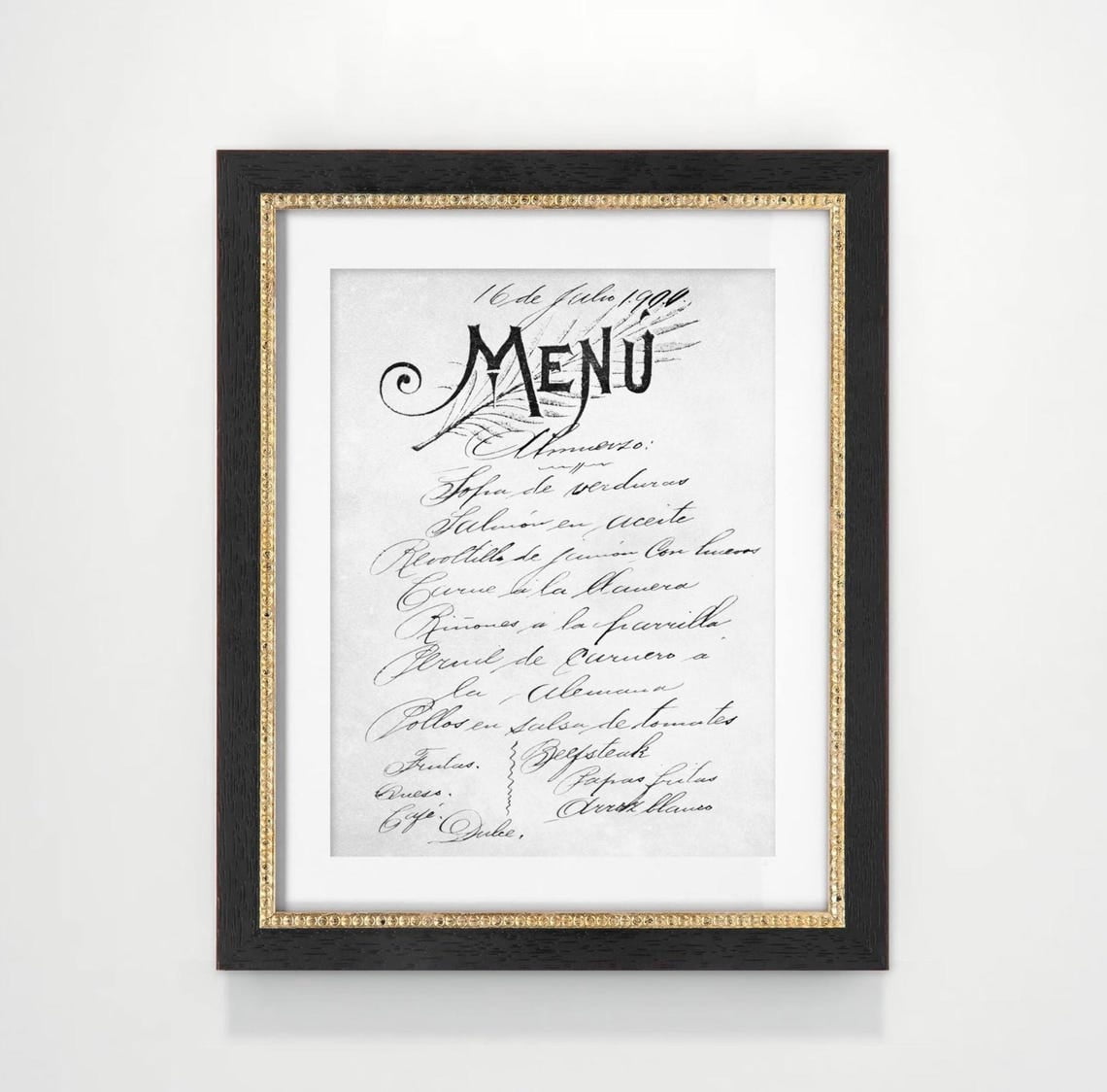 Vintage Menu Illustration Kitchen Poster Wall Art, Dining Room Wall ...