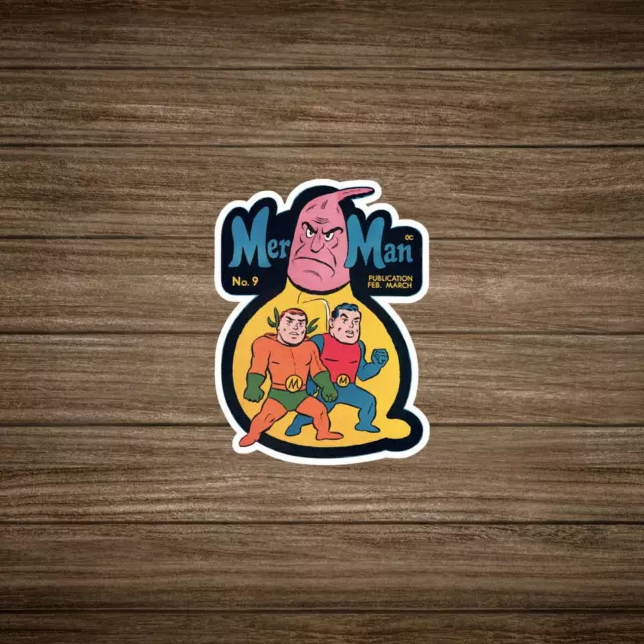 Vintage Mer-Man Comic Book Superhero Parody Sticker - He-Man, Aquaman ...