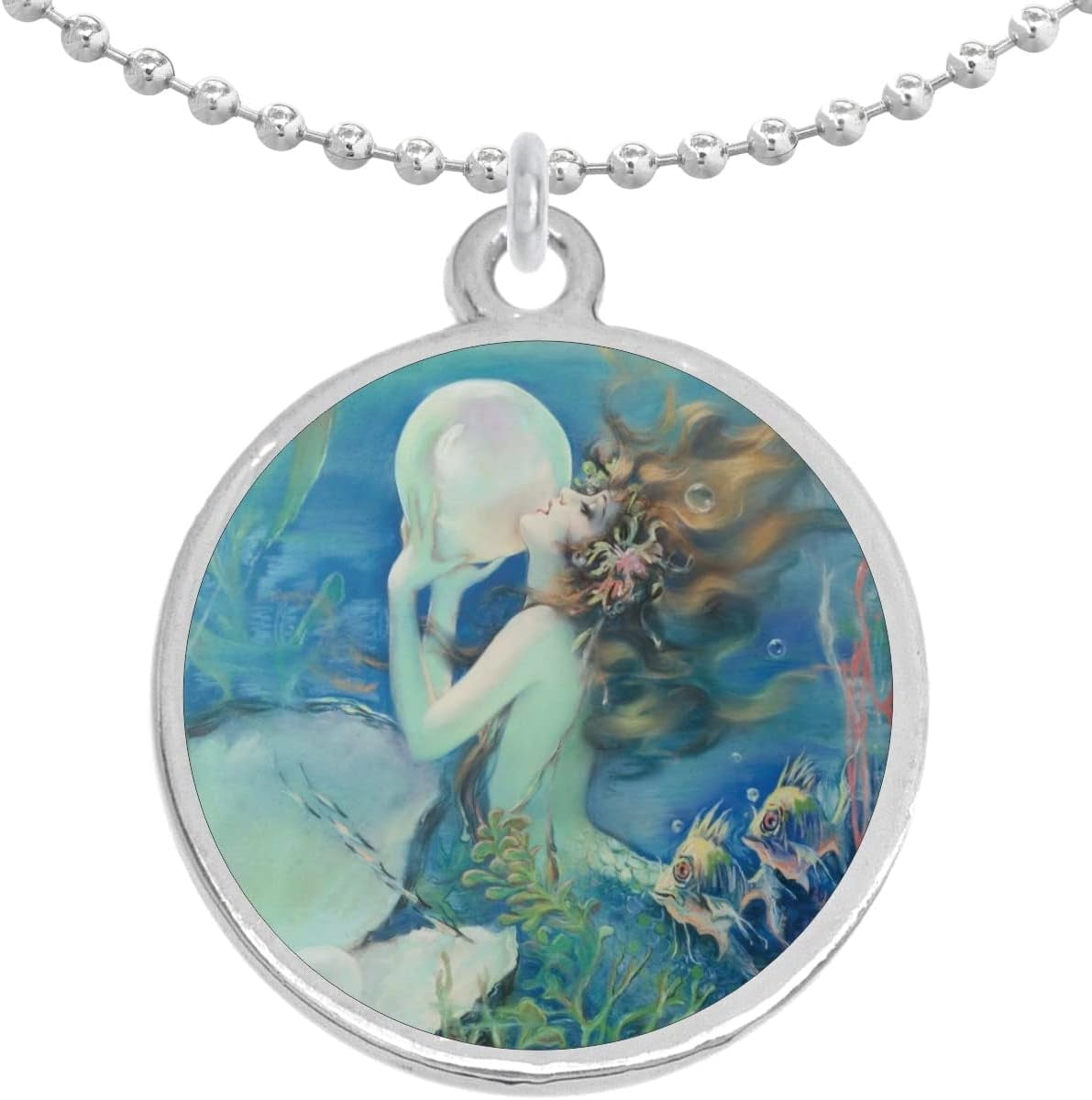 Vintage Mermaid with Pearl Round Pendant Necklace[z460] - Walmart.com