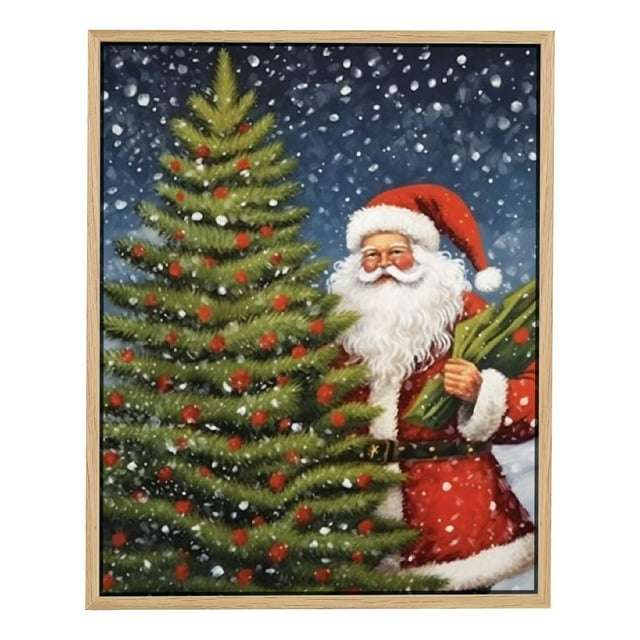 Vintage Merry Christmas Poster Santa Claus Poster Wall Art Decor Canvas ...