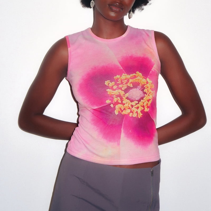 Vintage Mesh Sheer Tank Tops Graphic Print Sleeveless Vest Shirts ...