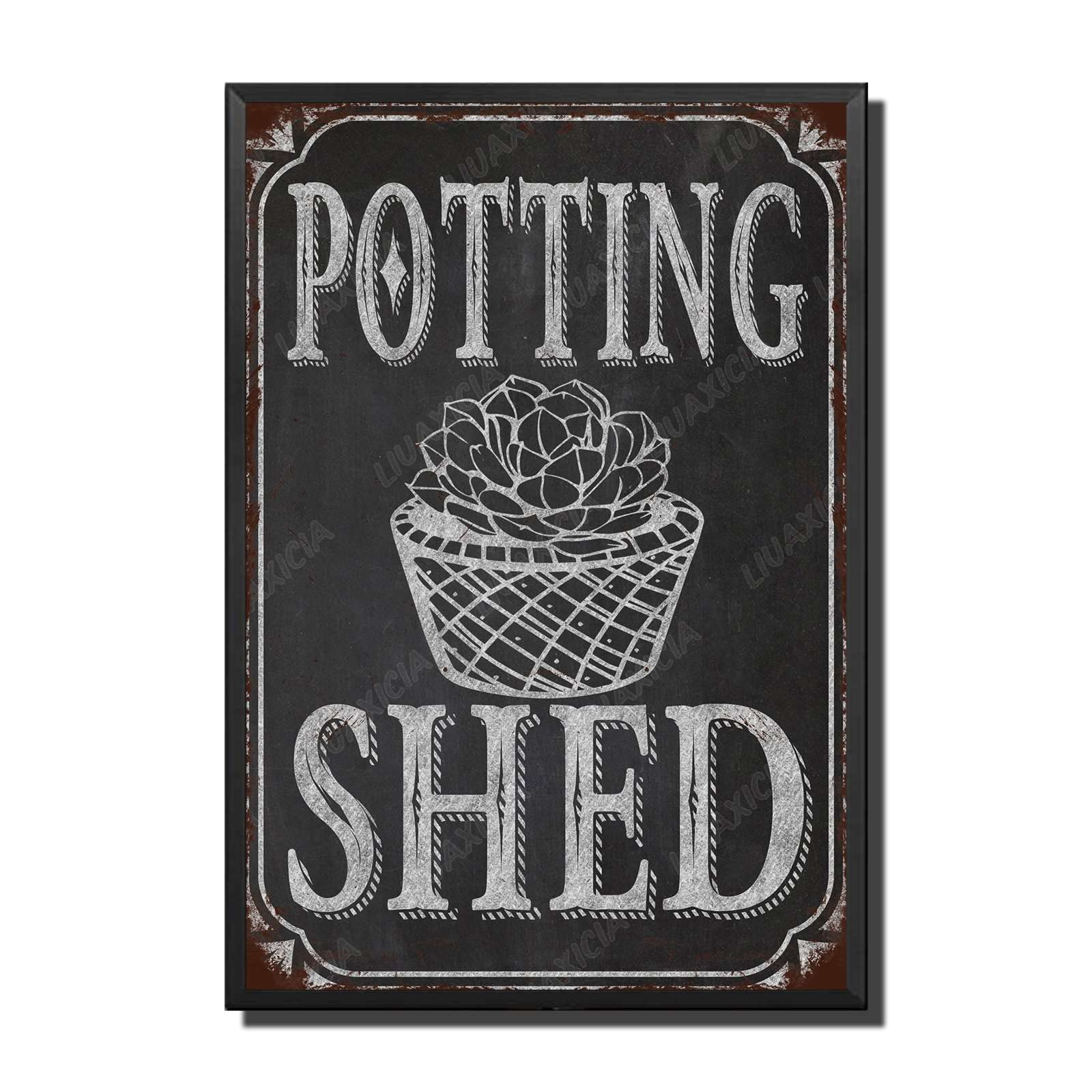 Vintage Metal Aluminum Signs Retro Potting Shed Rustic Garden Flowers ...