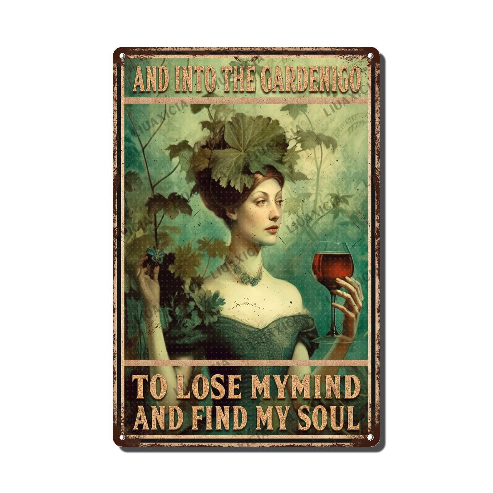 Vintage Metal Aluminum Signs Wall Decor And Into The Garden Girl Metel ...