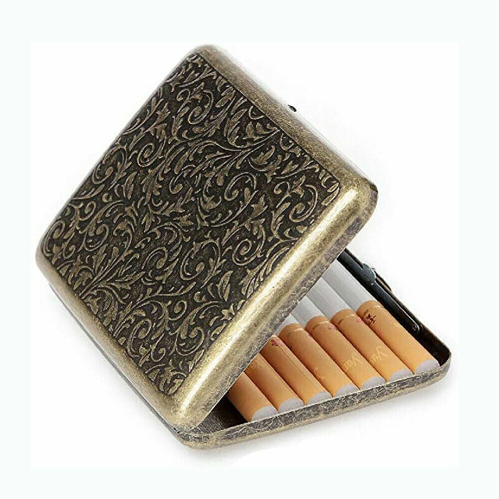 Vintage Metal Cigarette Case Box Gold Men Tobacco Holder for 20s 85mm King Size - Walmart.com