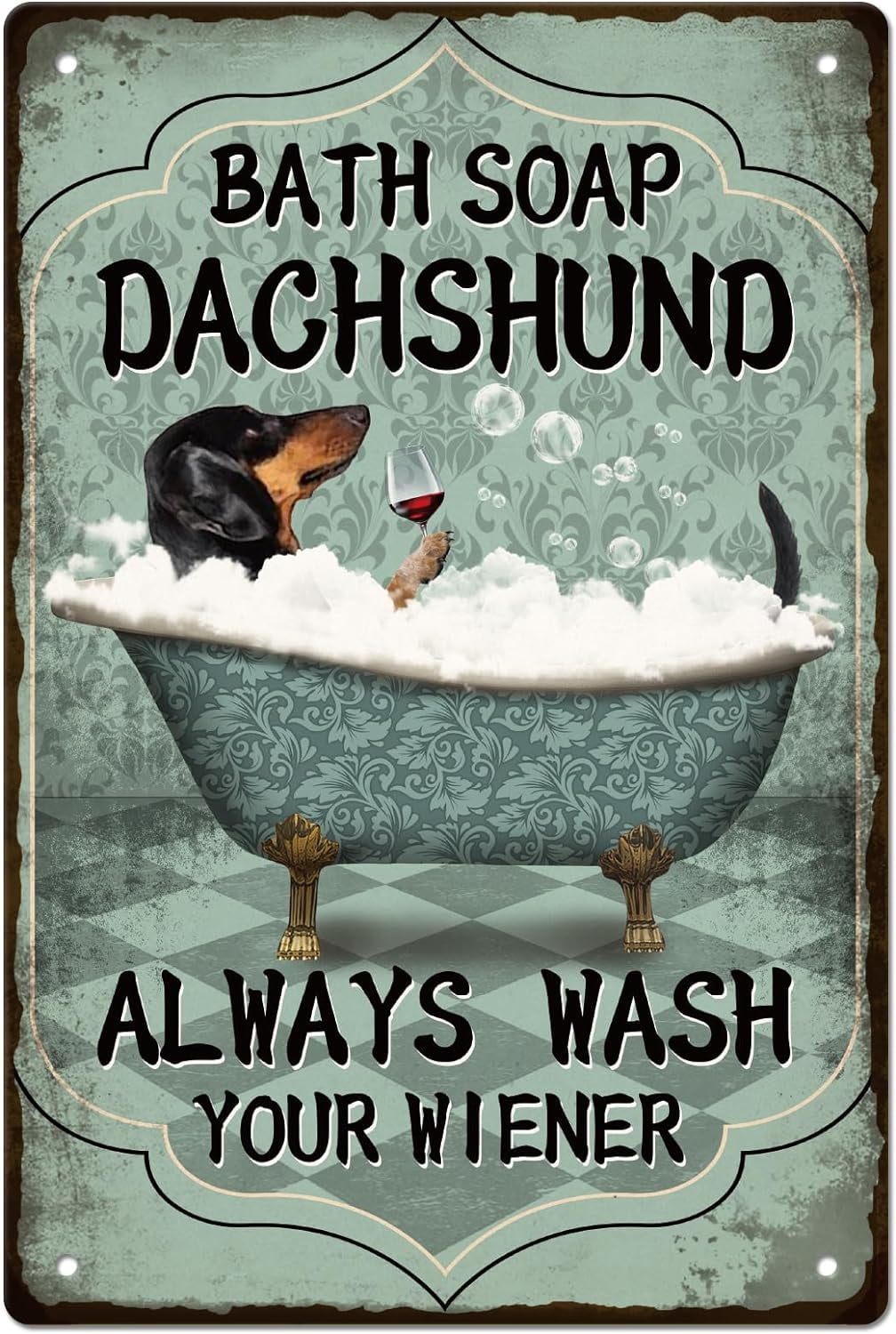 Vintage Metal Dachshund Bath Soap Tin Sign Bathroom Funny Art Plaque ...