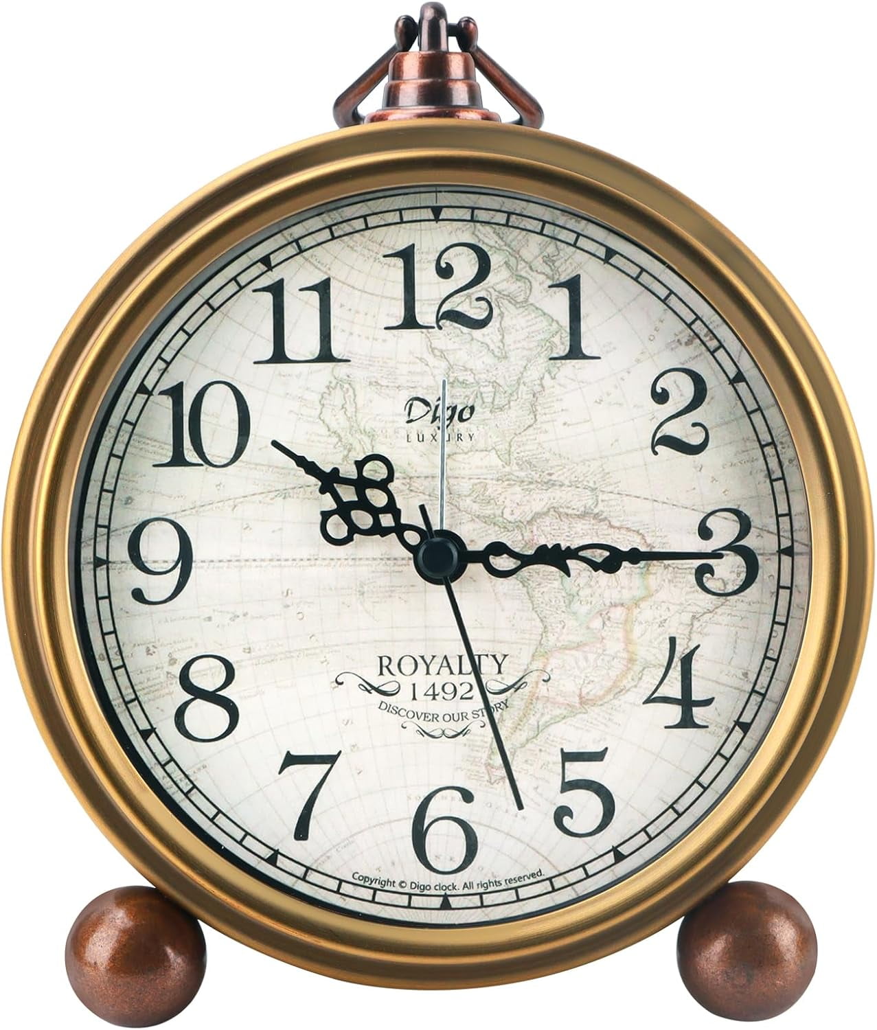 Vintage Metal Desk Clock - Small Silent Non-Ticking, Battery Operated ...