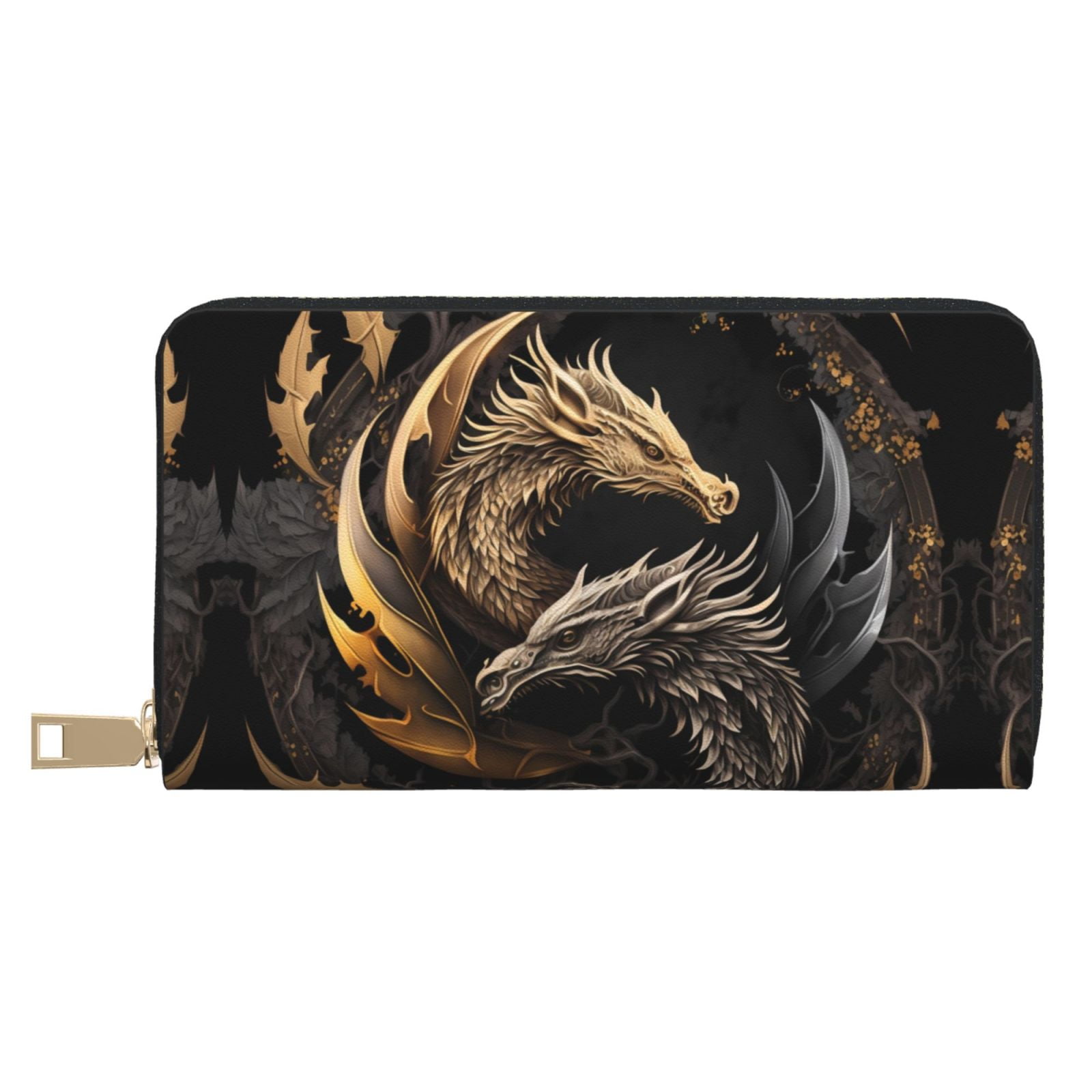 Vintage Metal Dragon Wallet Women, Leather Bifold Multi Card Wallet ...