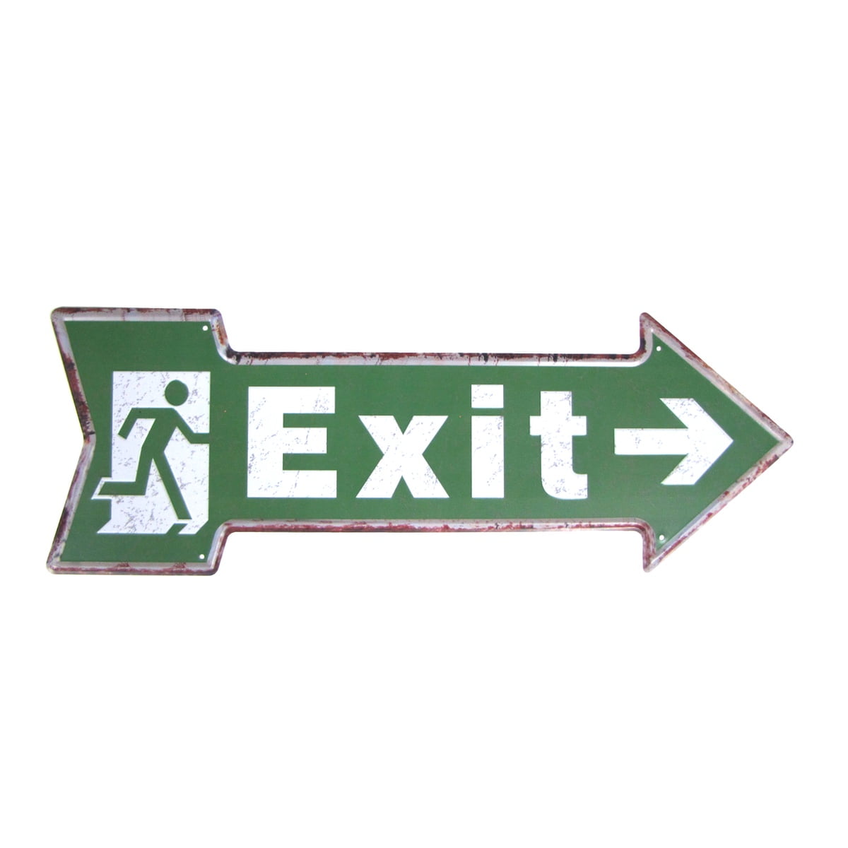 Vintage Metal Emergency Fire Exit Arrow Sign Embossed Home Bar Pub Man ...