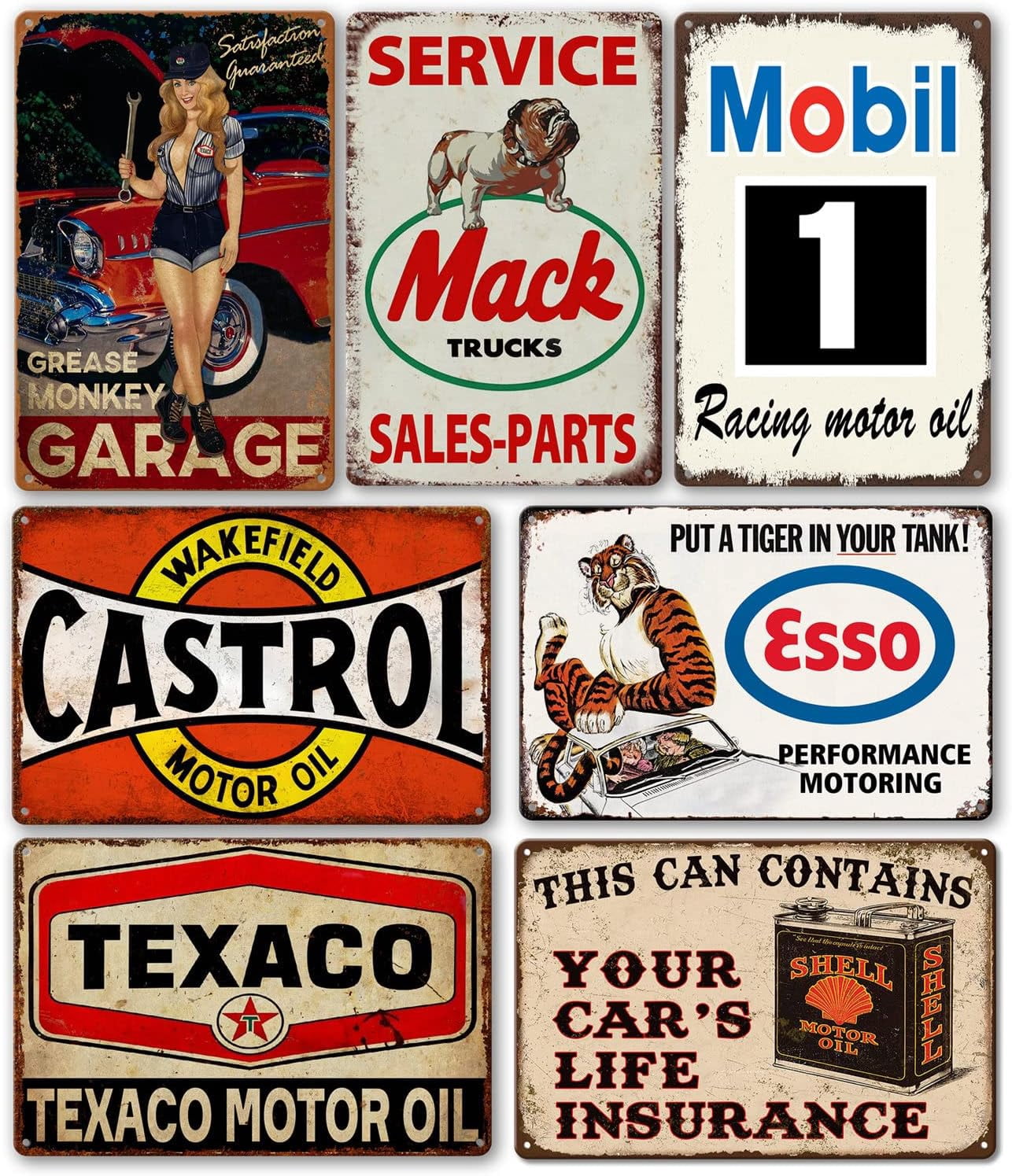 Vintage Metal Garage Signs for Men, Gas Station Tin Signs, Man Cave ...