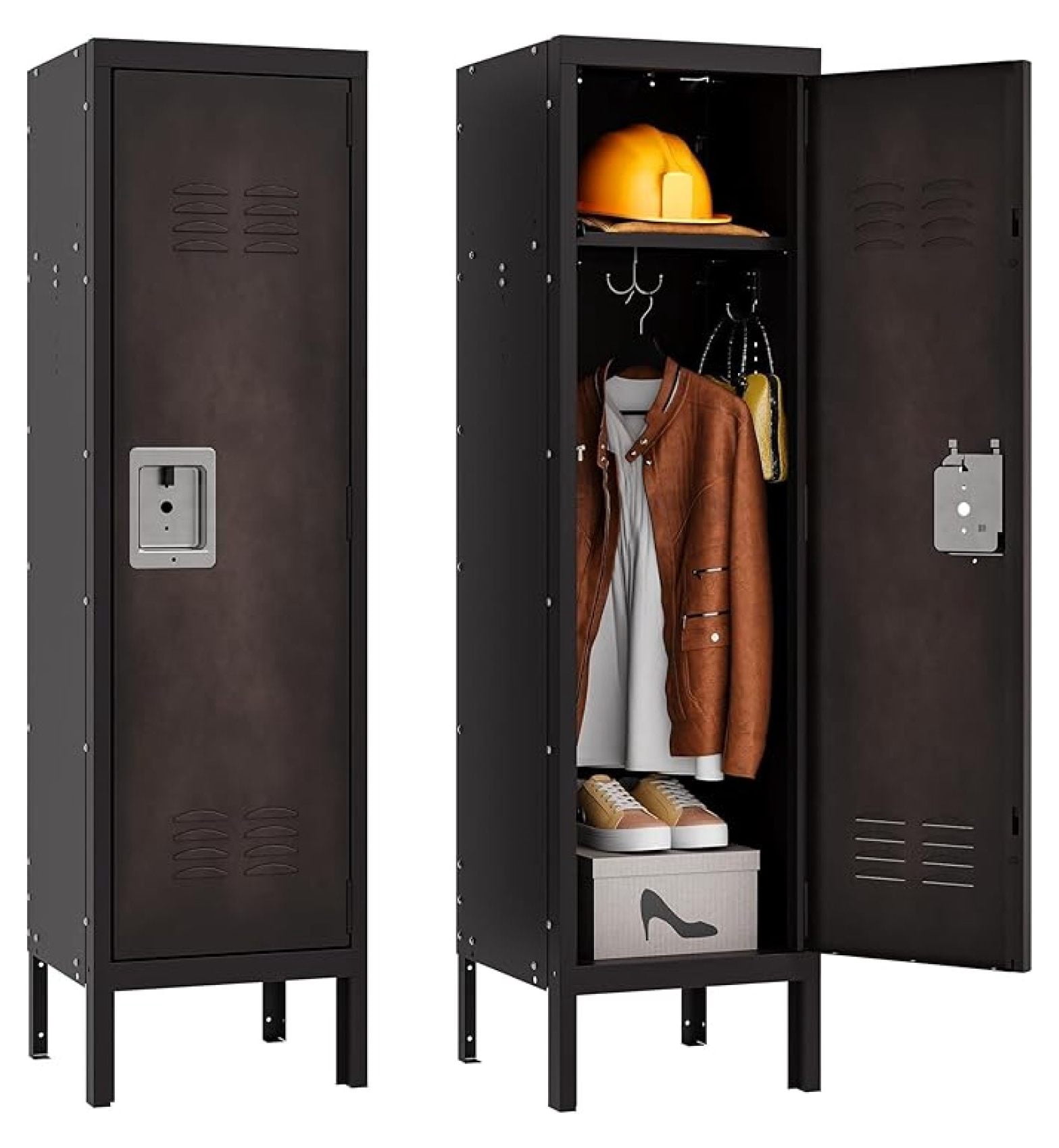 Vintage Metal Locker with ,Lockable 1 Door Storage Locker, Black Single ...